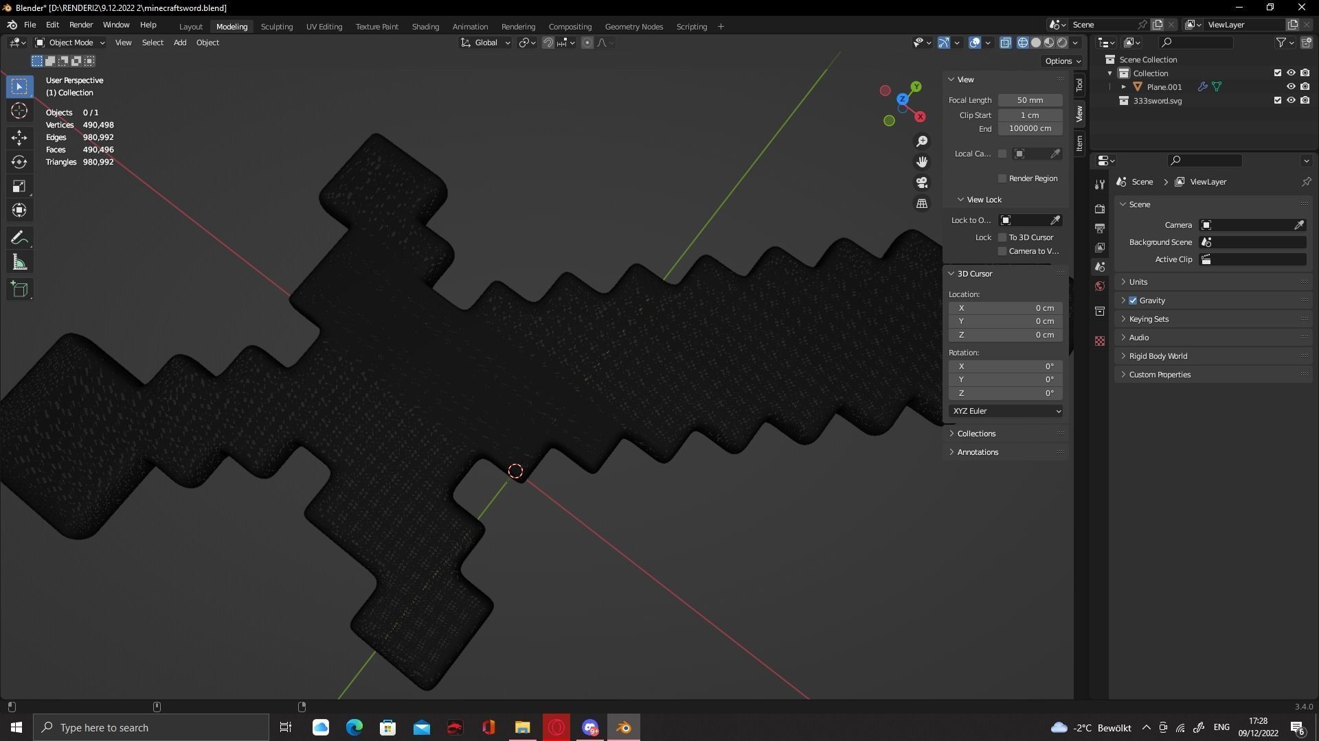 Minecraft Printable Sword 3D model 3D printable | CGTrader