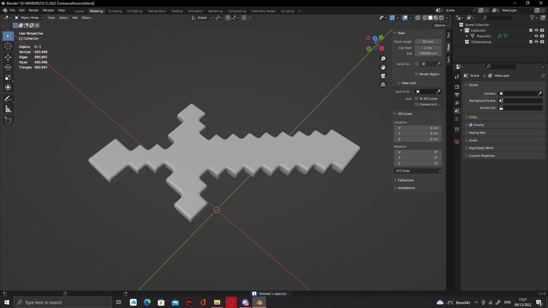 Minecraft Printable Sword 3D model 3D printable | CGTrader