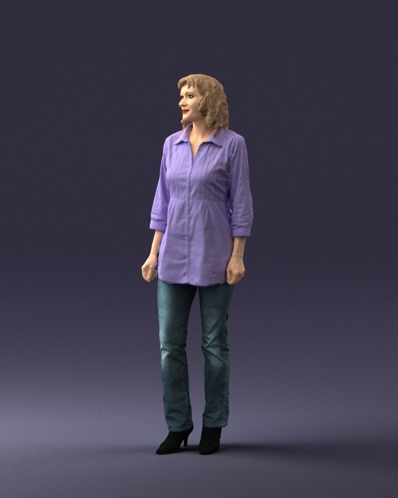 Curly girl in jeans 0723 3D Print Ready 3D model 3D printable | CGTrader