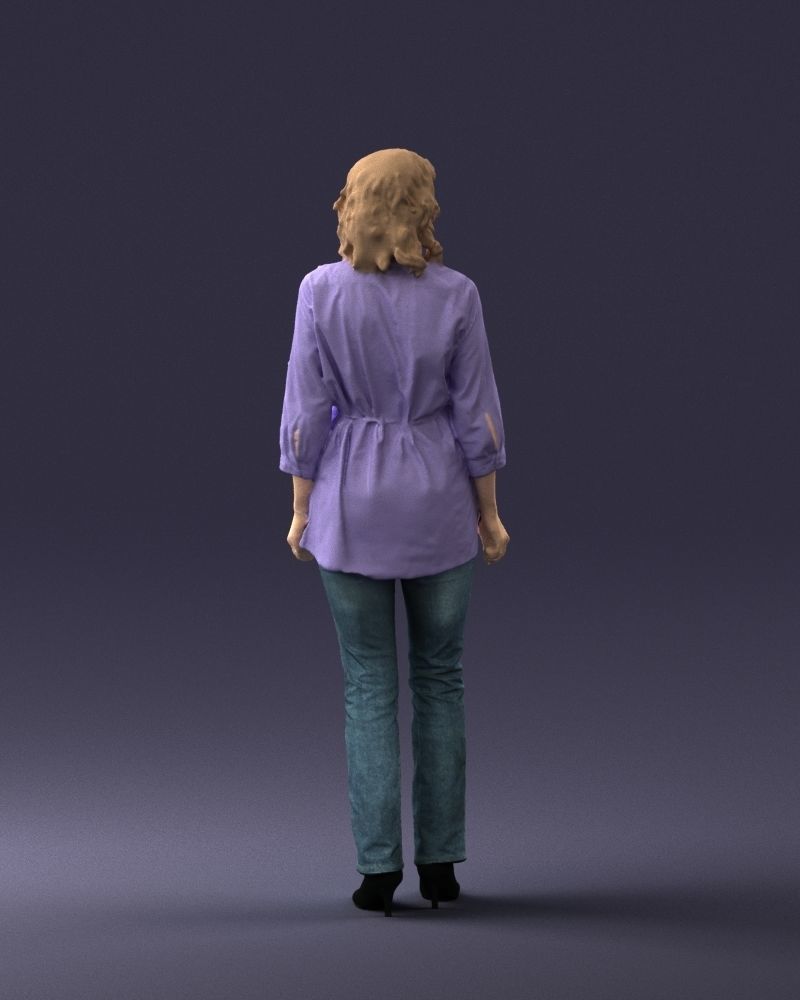Curly girl in jeans 0723 3D Print Ready 3D model 3D printable | CGTrader