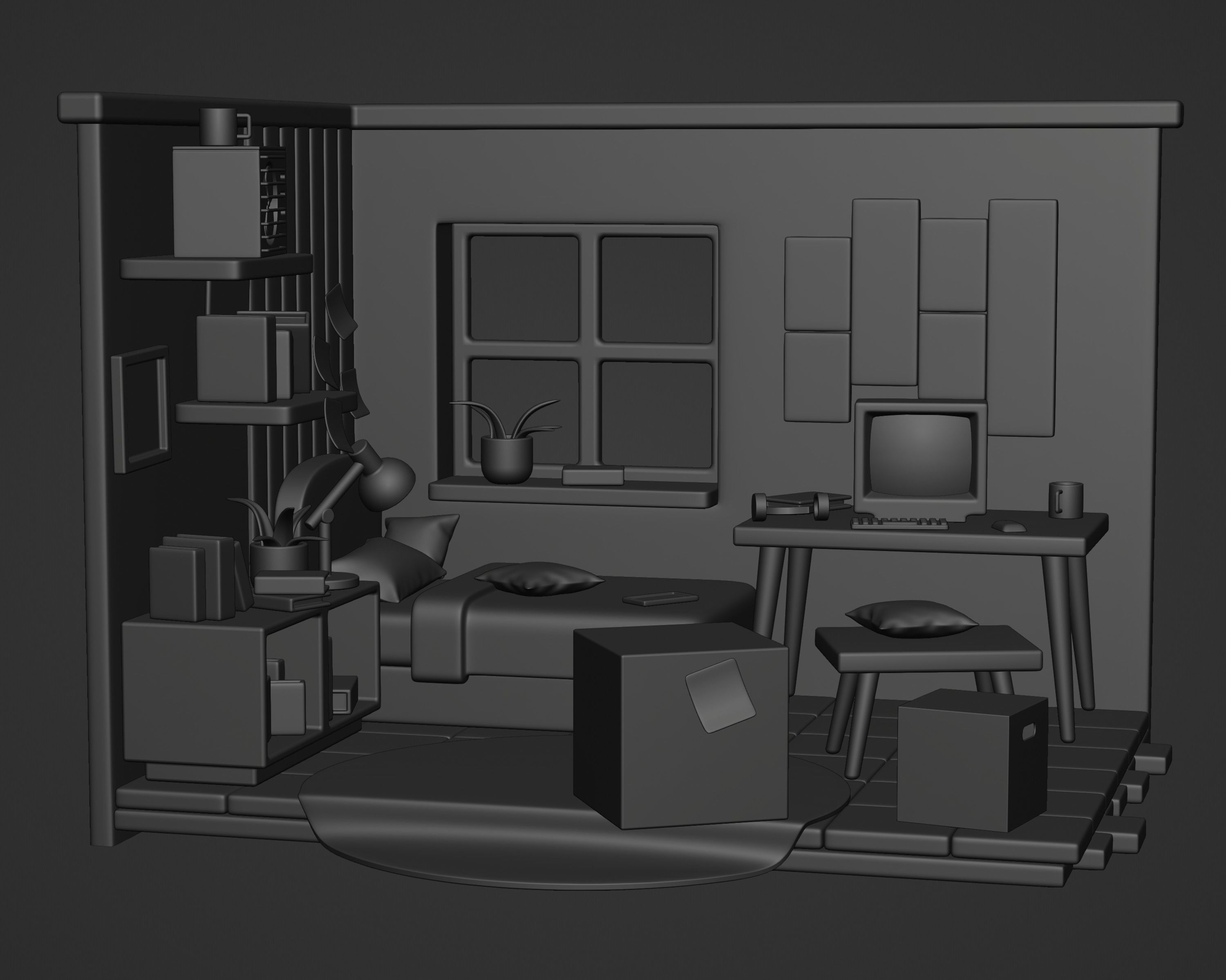 Cute 3D room free 3D model | CGTrader