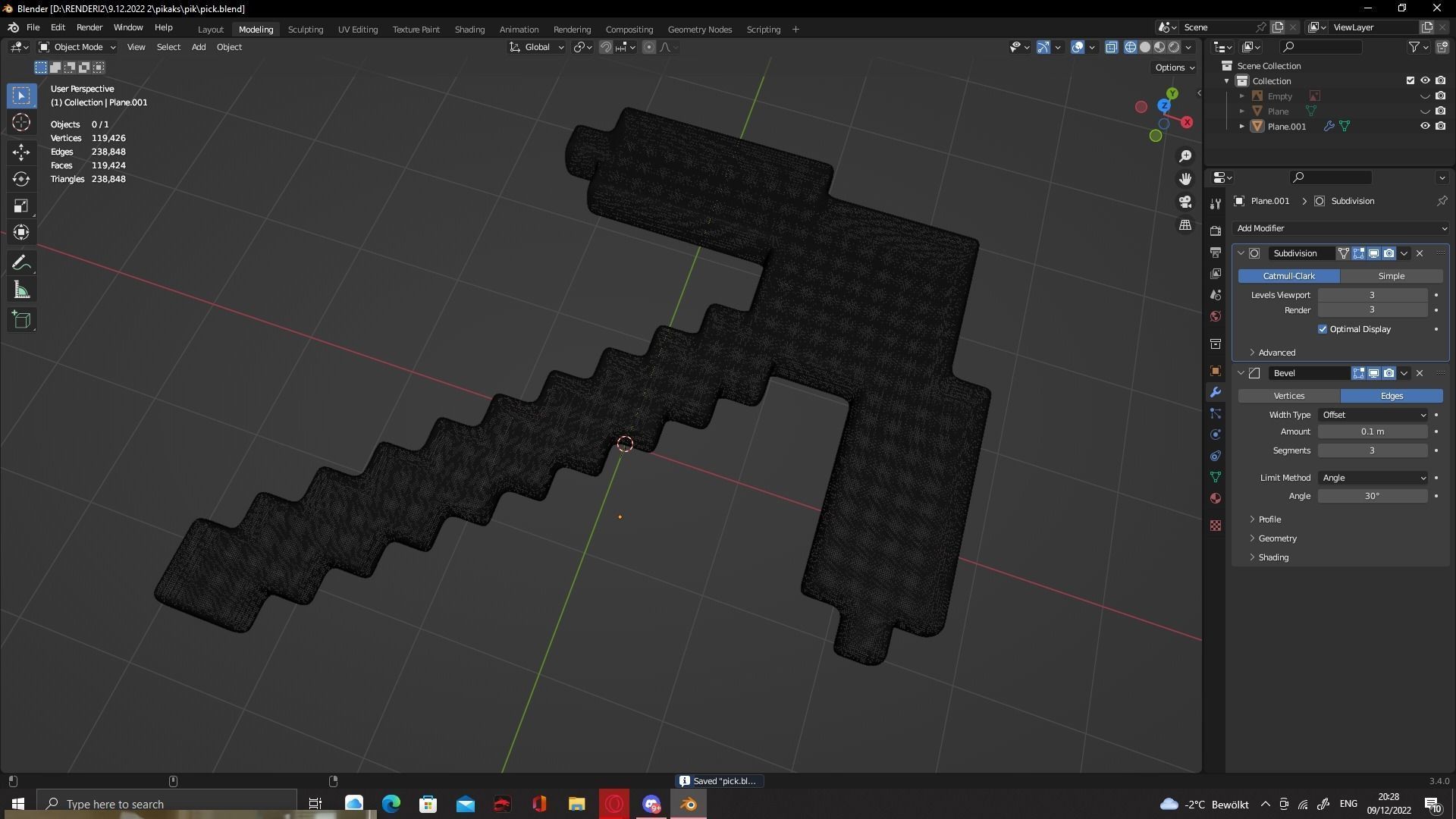 Minecraft Printable Pickaxe 3D model 3D printable | CGTrader