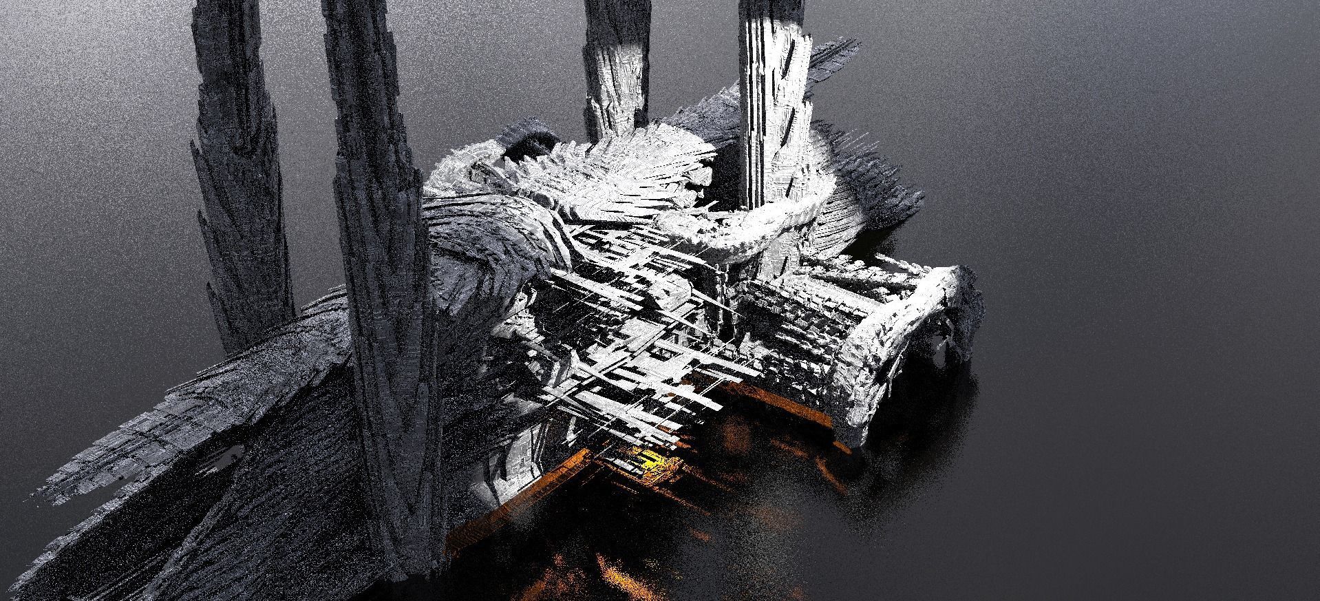 Sunken Fusion Core Towers Kitbash 3D model | CGTrader