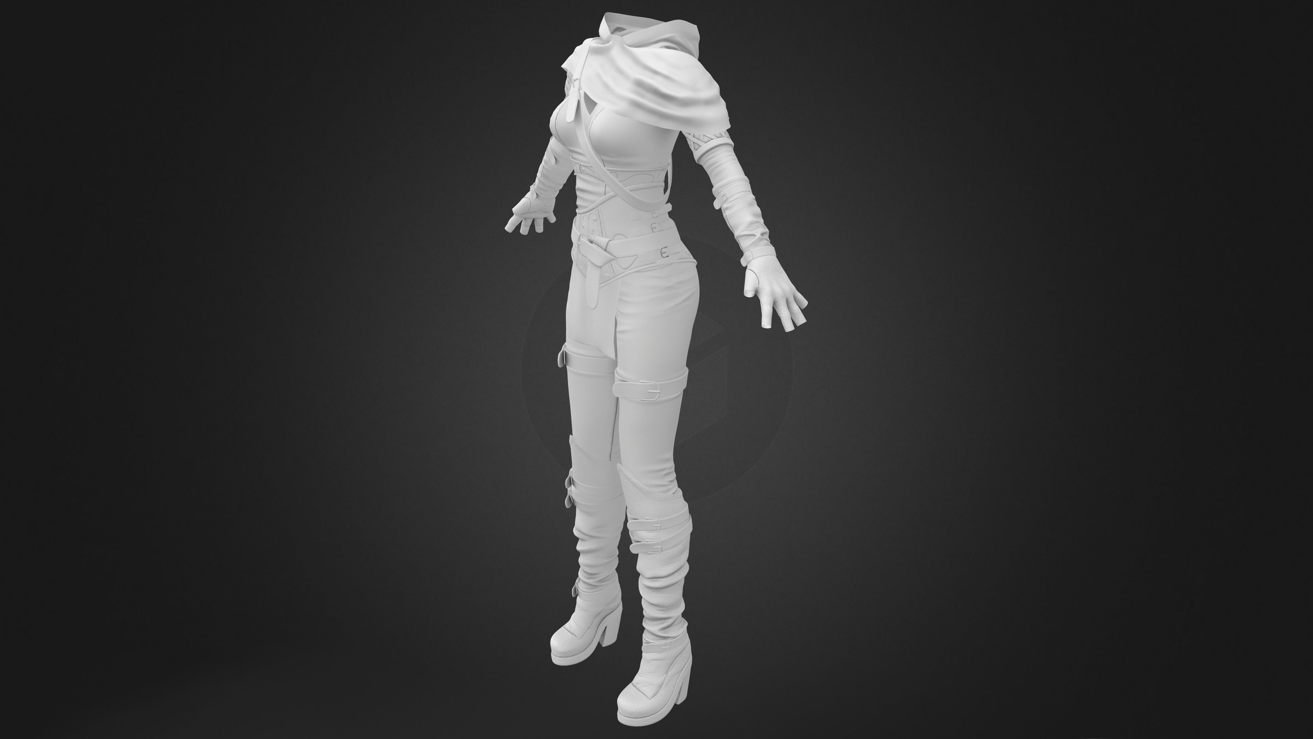 3D model Medieval Fantasy Archer Outfit Top Pants Boots Gloves VR / AR ...