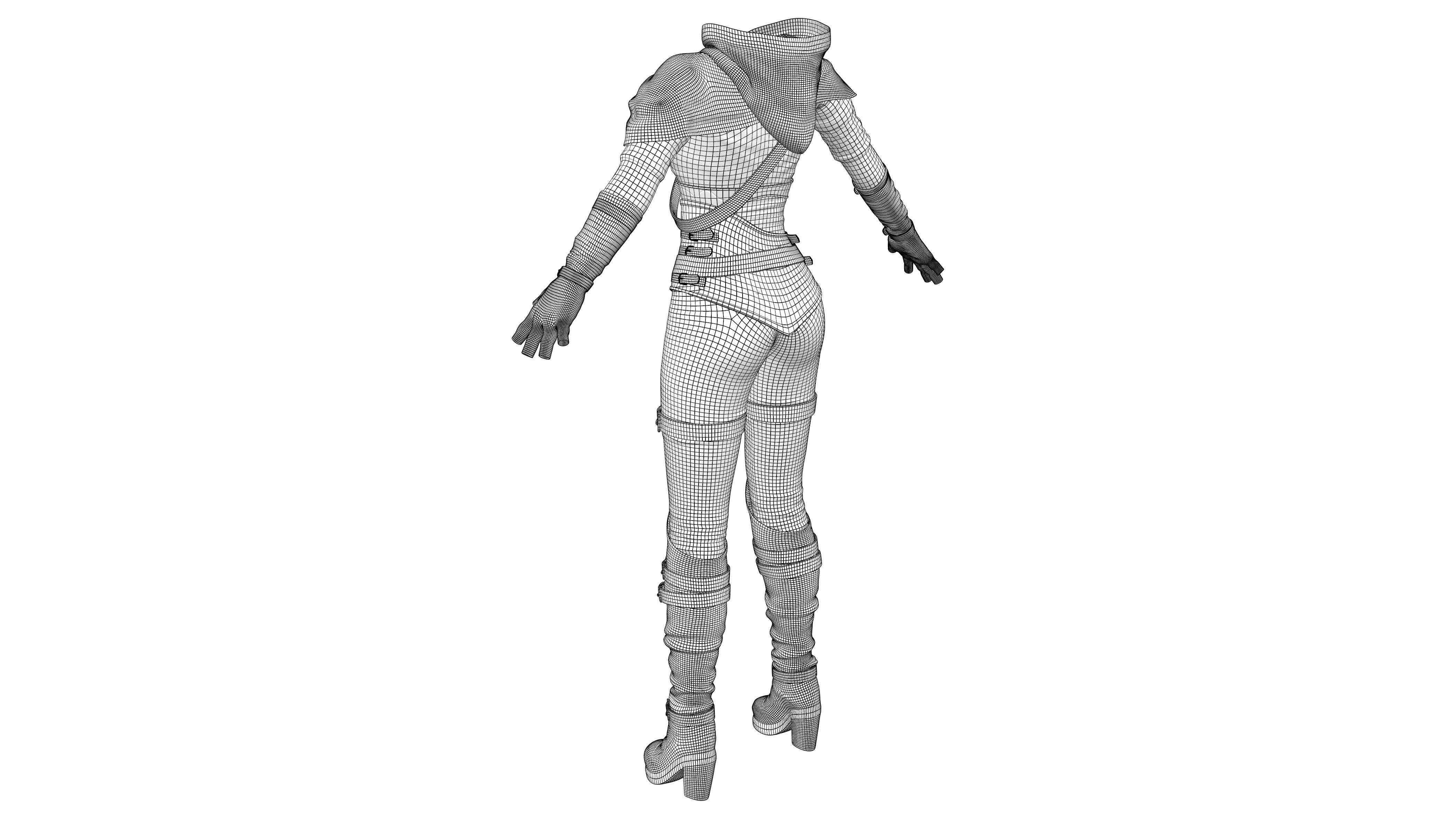 3D model Medieval Fantasy Archer Outfit Top Pants Boots Gloves VR / AR ...