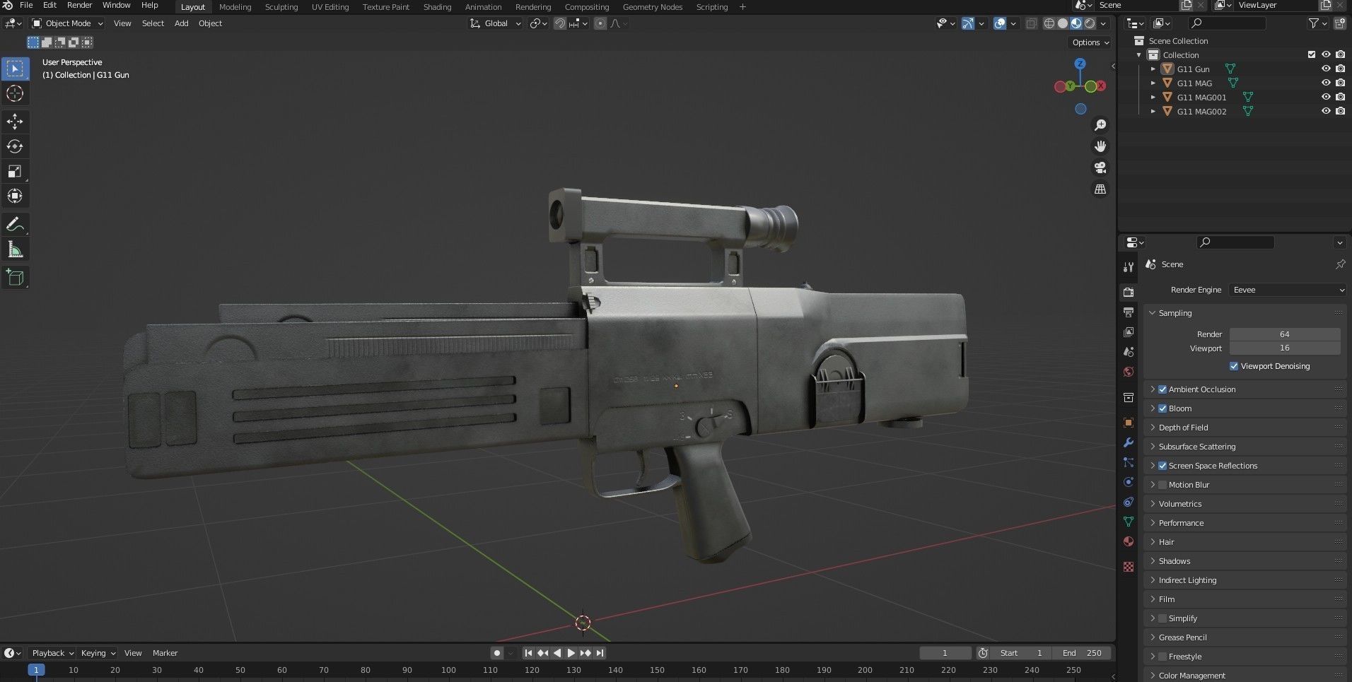 3D model G11 Assault Rifle VR / AR / low-poly | CGTrader
