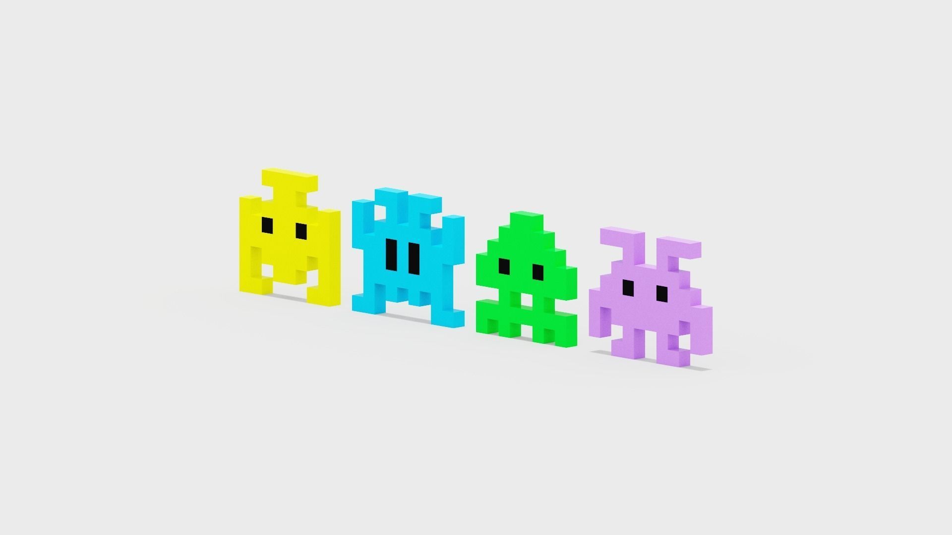 3D model Pixel Space Invaders VR / AR / low-poly | CGTrader