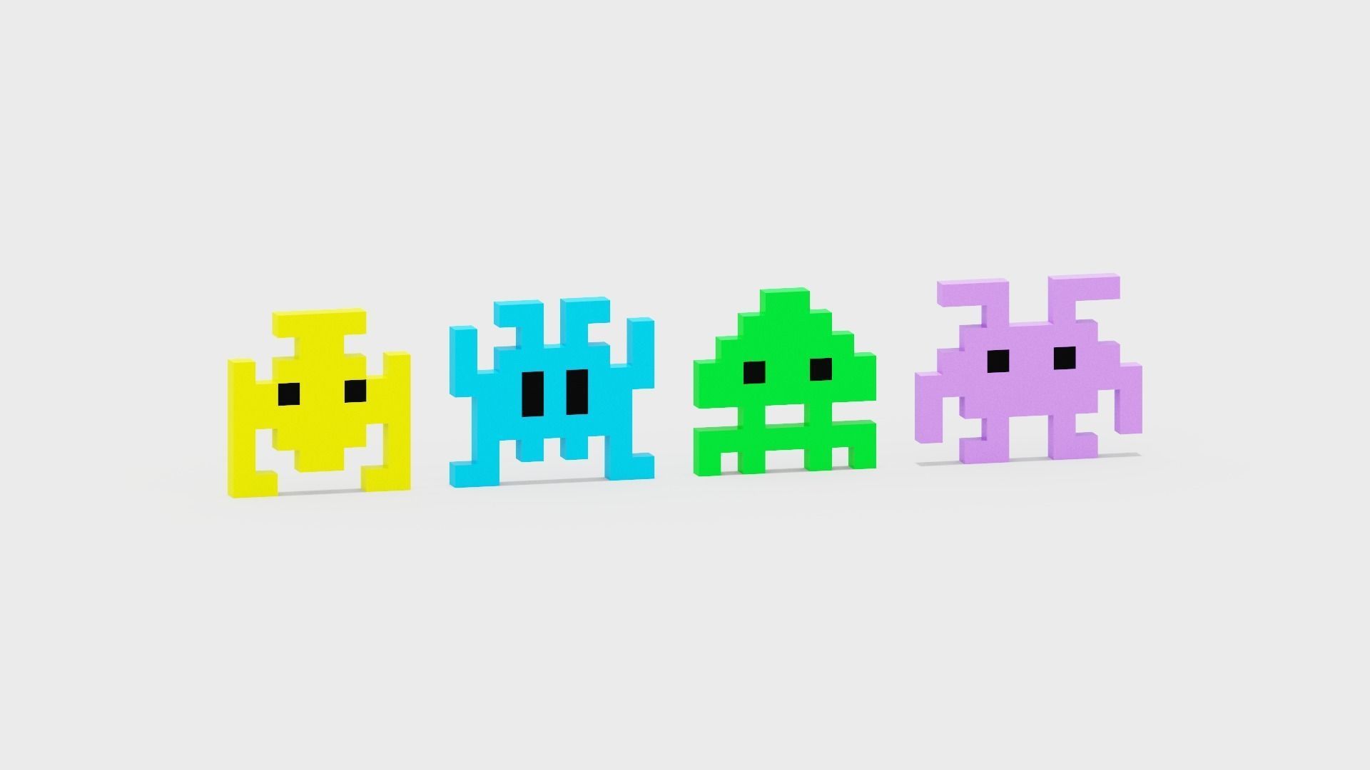 3D model Pixel Space Invaders VR / AR / low-poly | CGTrader