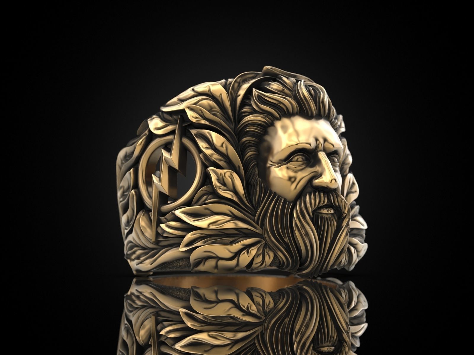 Ring God Zeus and lightning 3D model 3D printable | CGTrader