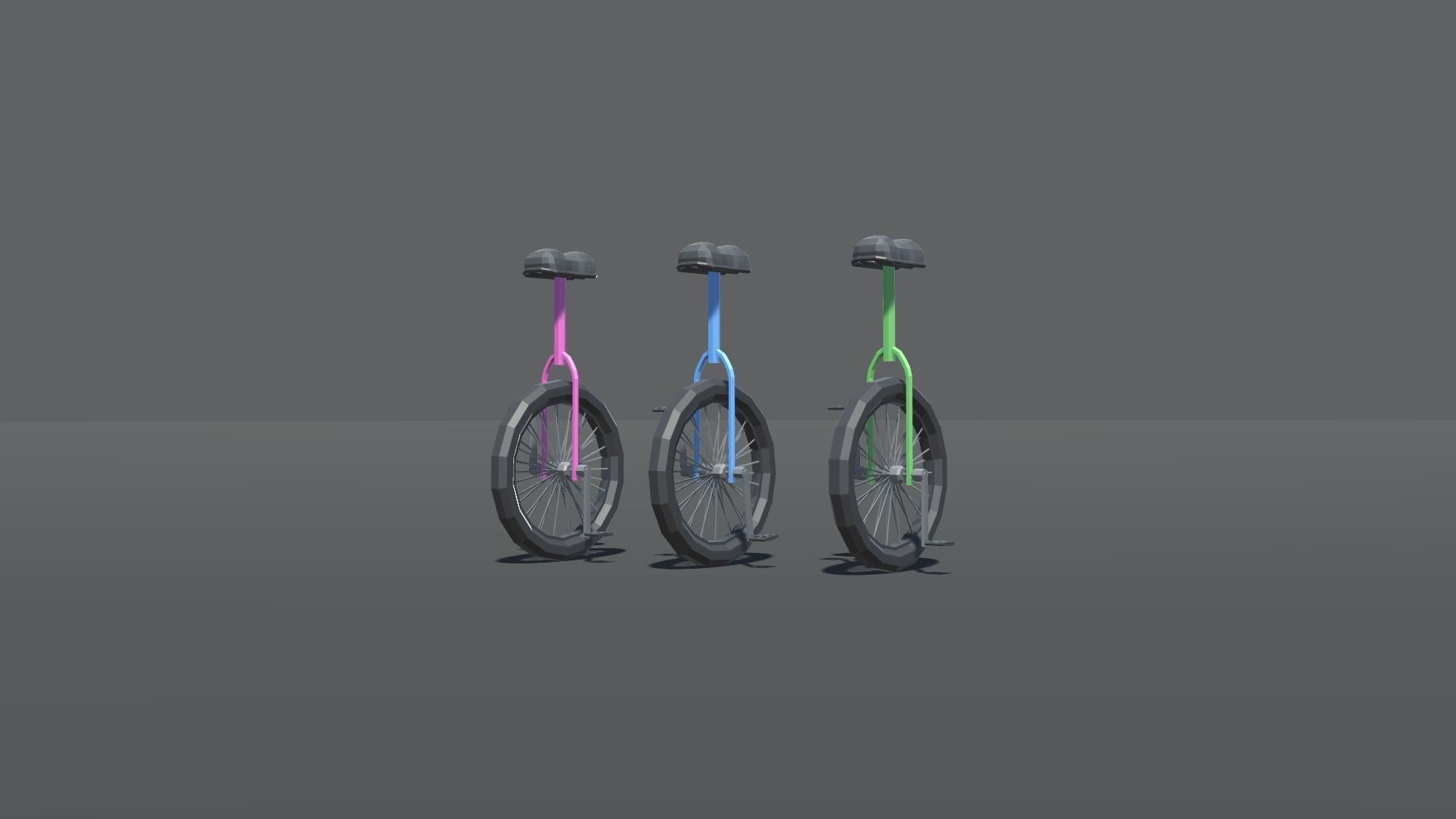 3D model Unicycle Lowpoly three unicycles VR / AR / low-poly | CGTrader