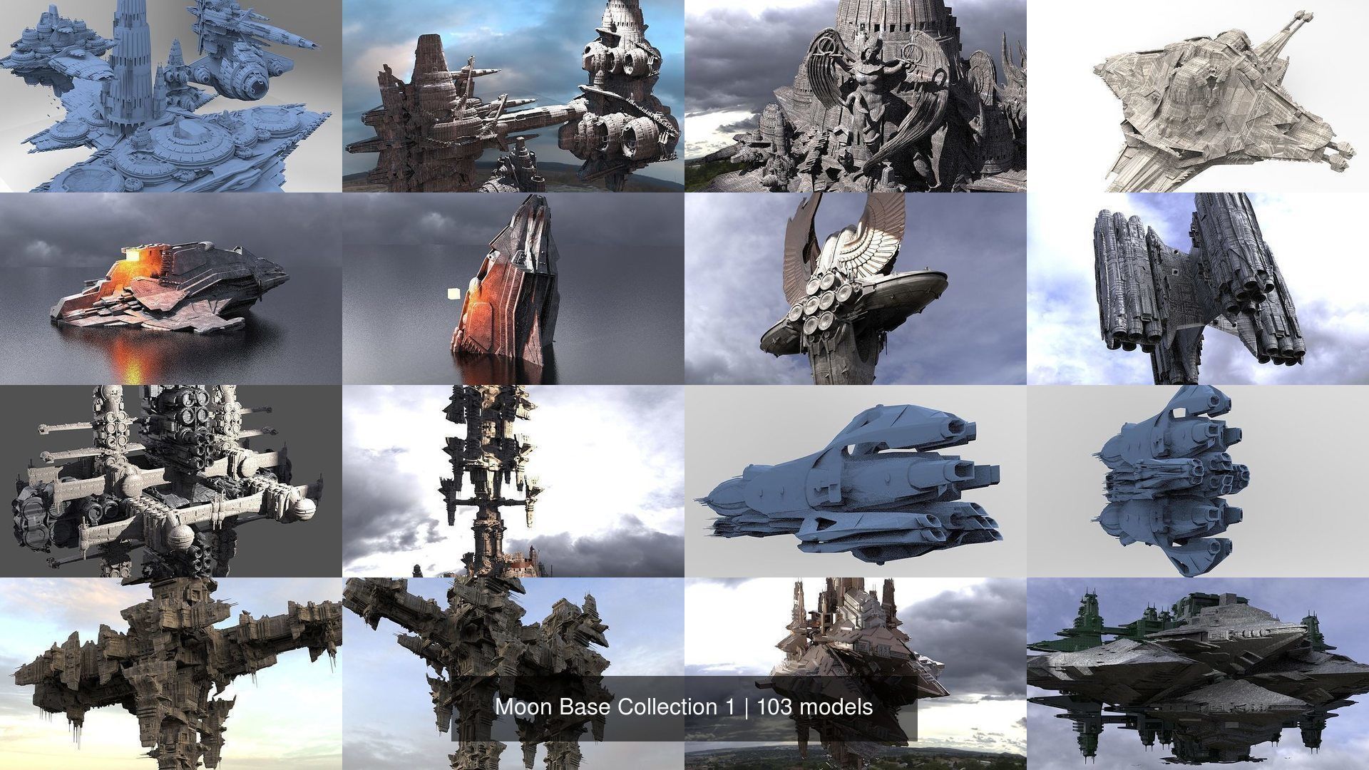 Moon Base Collection 1 VR / AR / low-poly | CGTrader