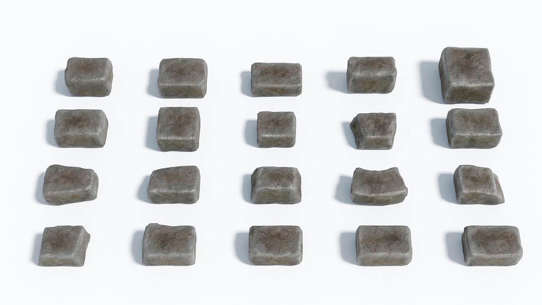3D model Stone Blocks Collection - low-poly game-ready stone block ...