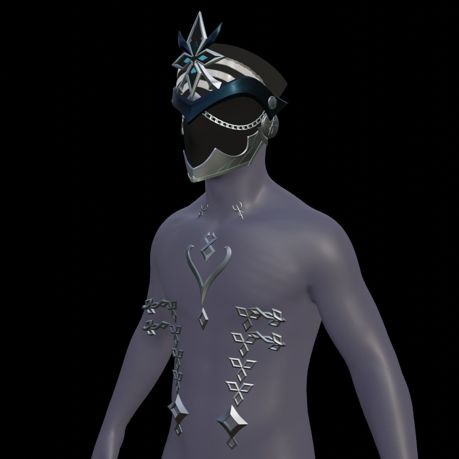 A WINTER NIGHT GENSHIN IMPACT COSPLAY MASK CAPITANO 3D model 3D ...