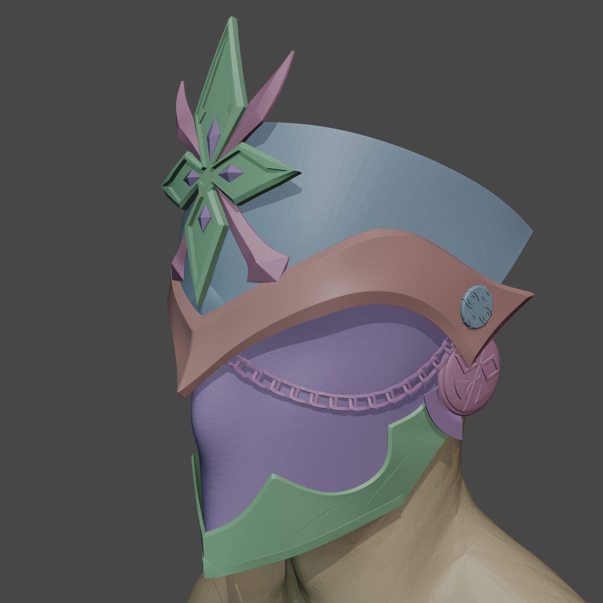 A WINTER NIGHT GENSHIN IMPACT COSPLAY MASK CAPITANO 3D model 3D ...