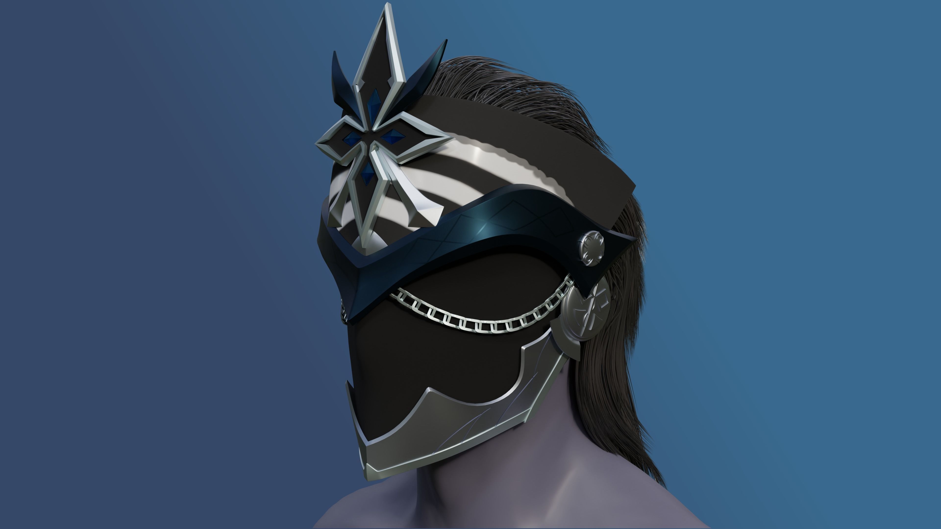 A WINTER NIGHT GENSHIN IMPACT COSPLAY MASK CAPITANO 3D model 3D ...