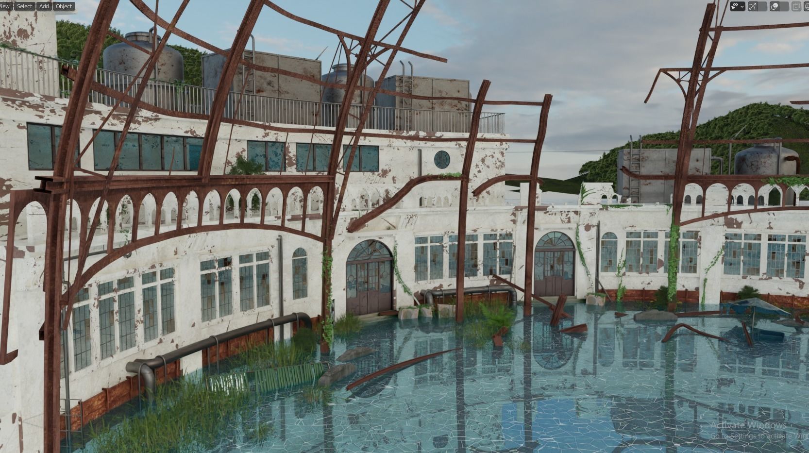 Suzume Scene - Realistic Abandoned Building Project 3D model animated ...