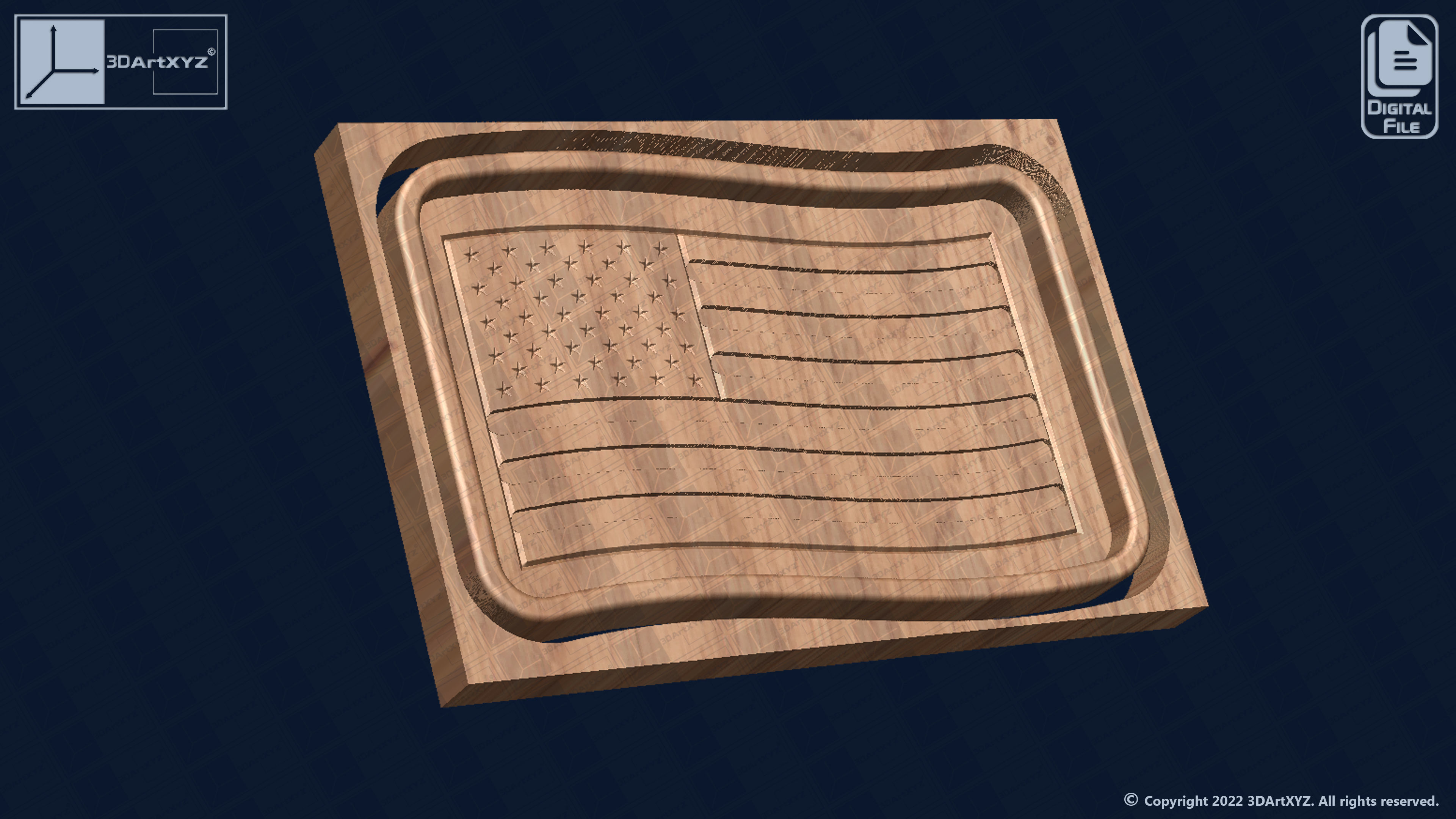 US Flag Wavy Tray - CNC Files for Wood 3D model | CGTrader