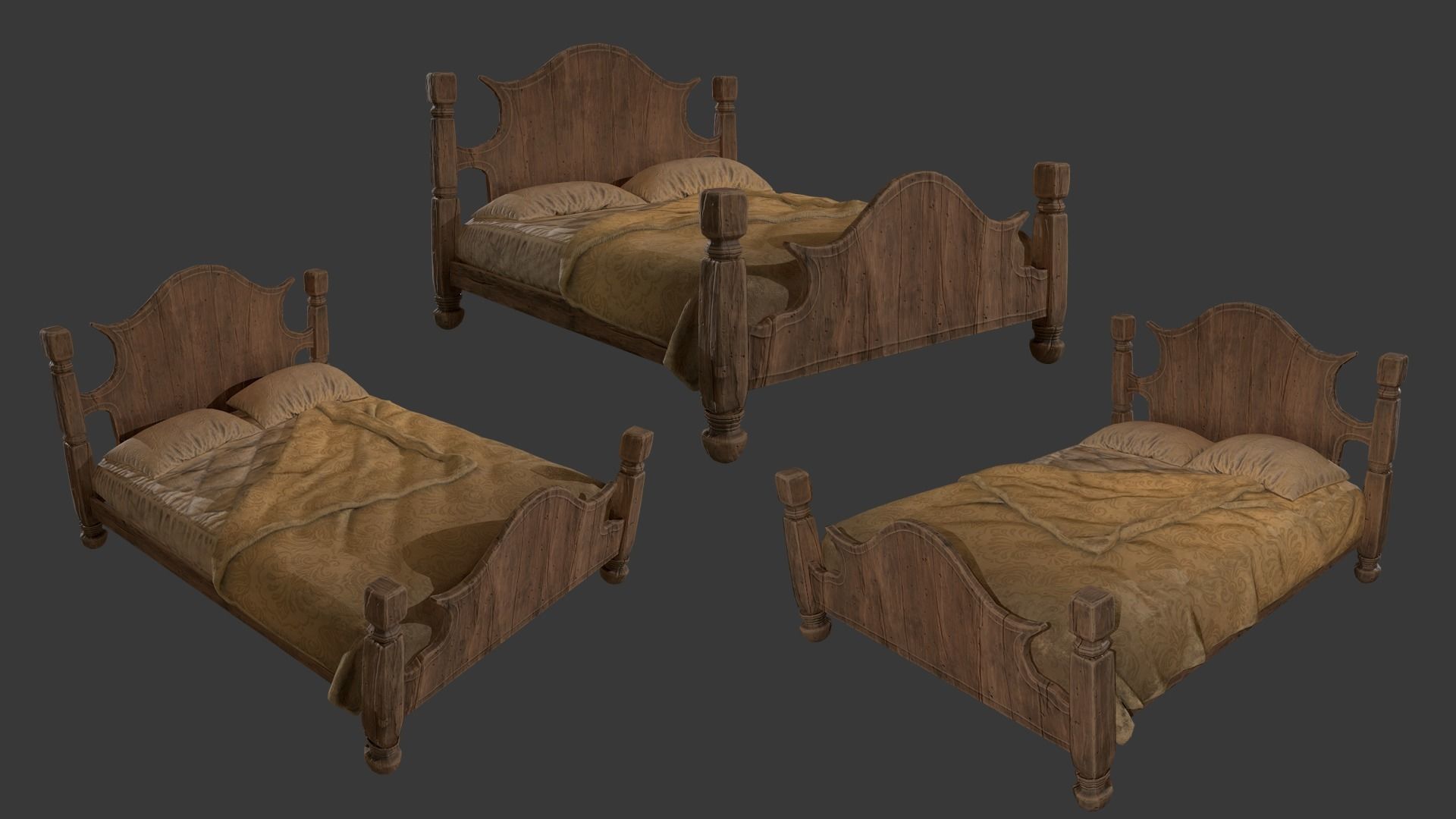 3D model Old antique Bed VR / AR / low-poly | CGTrader