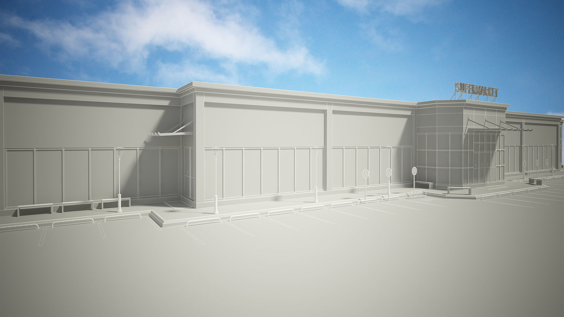 Supermarket Building Full 3D model | CGTrader