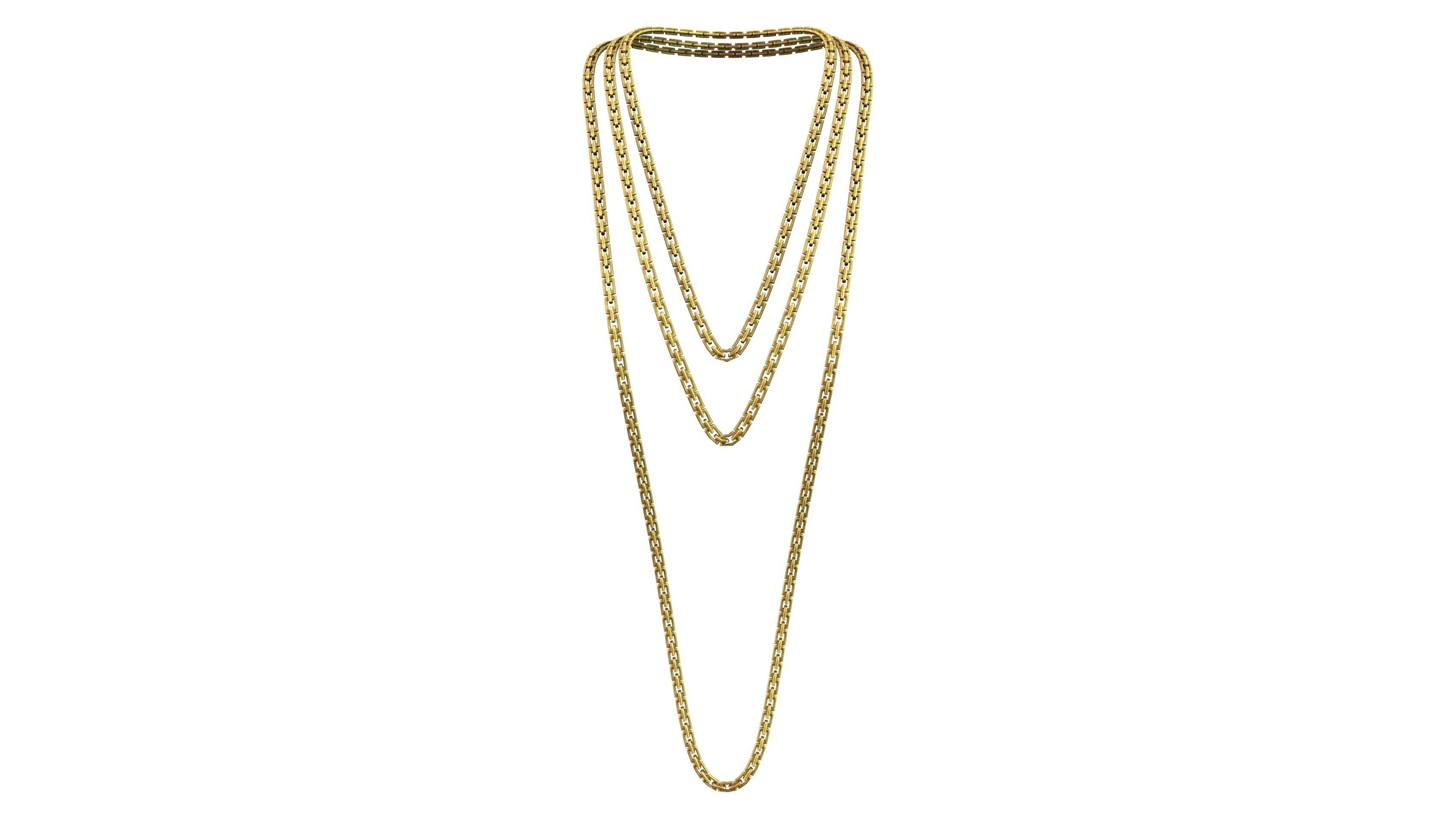 3D model Gold Chains Long Necklace VR / AR / low-poly | CGTrader