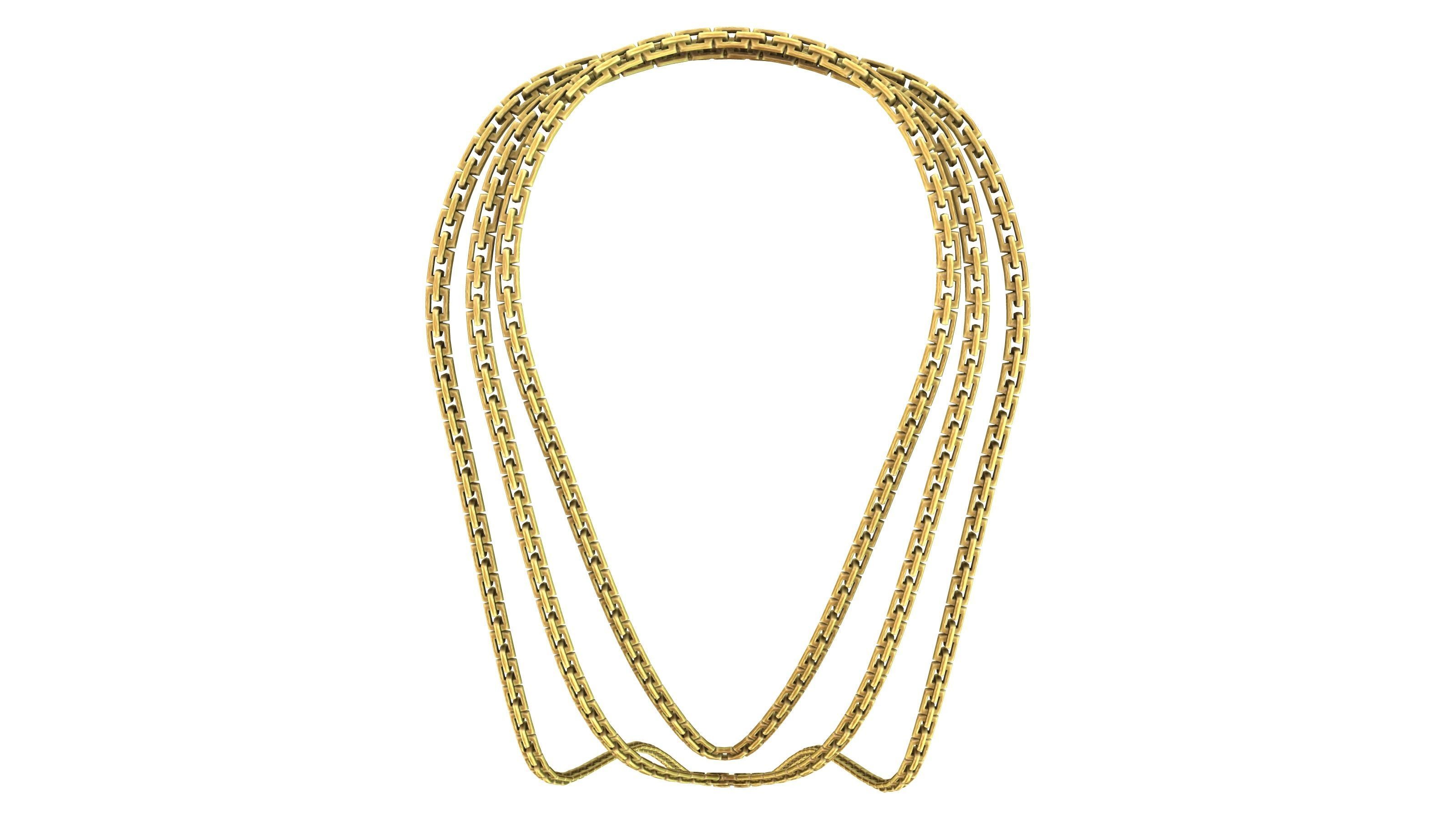 3D model Gold Chains Long Necklace VR / AR / low-poly | CGTrader