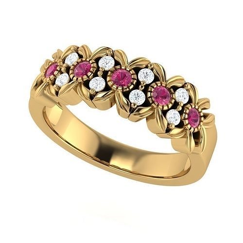 Ring red gems 3D model 3D printable | CGTrader