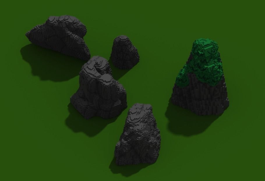 5 Voxel Rock Set 3D model | CGTrader