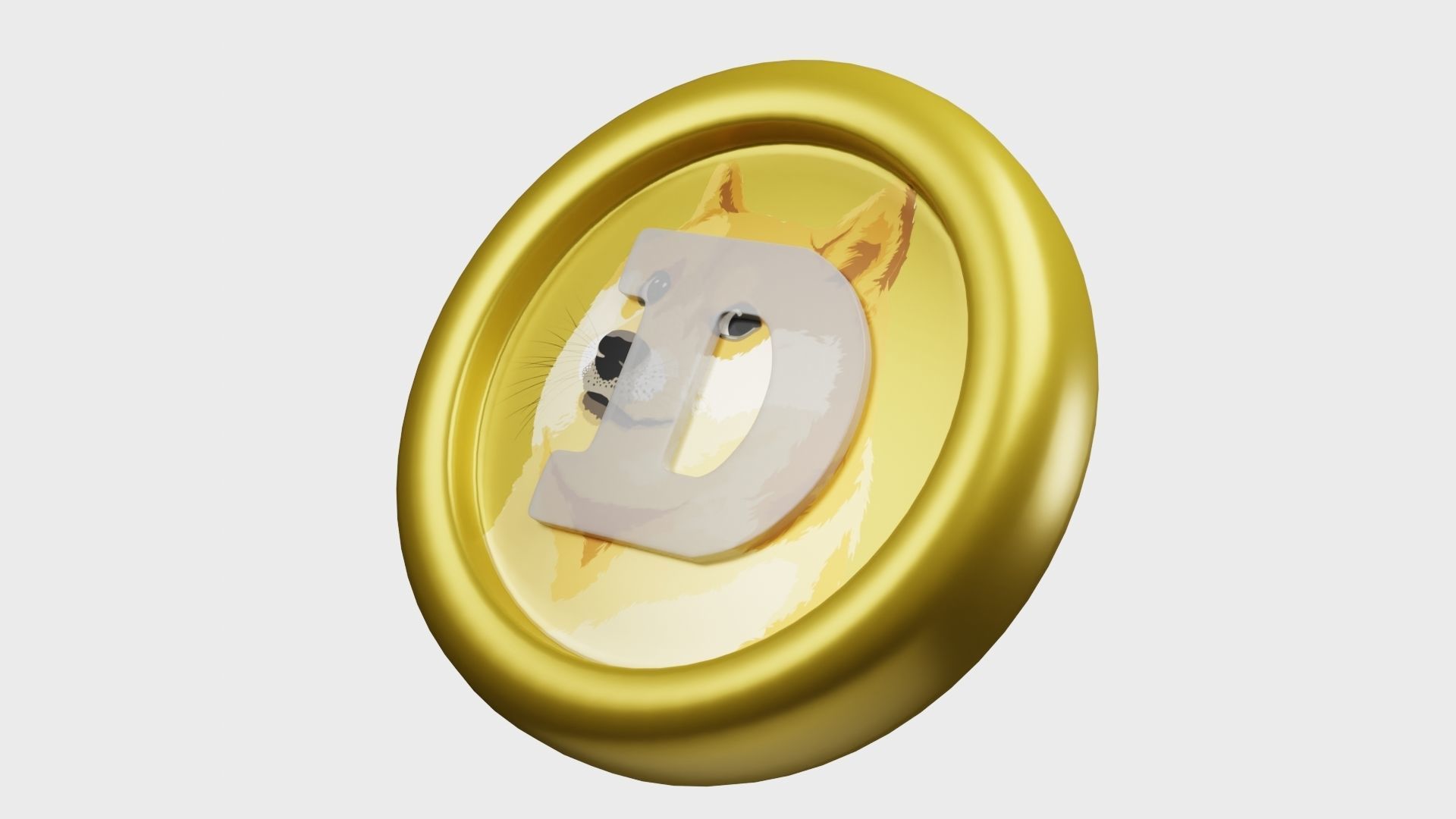 Dogecoin or DOGE Gold Crypto Coin with cartoon style 3D model | CGTrader