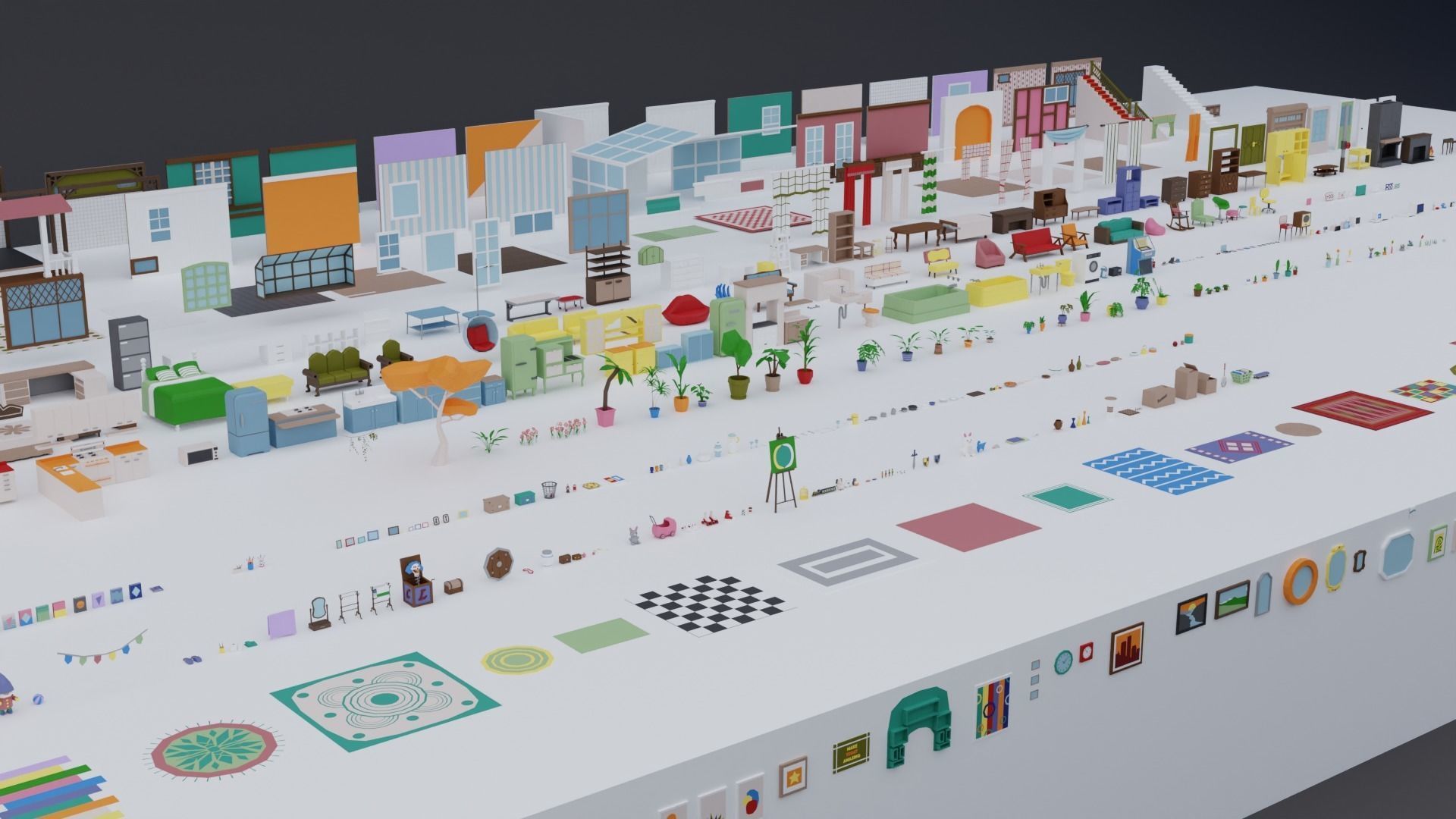 3D model Low Poly Retro Apartments Interiors Pack VR / AR / low-poly ...