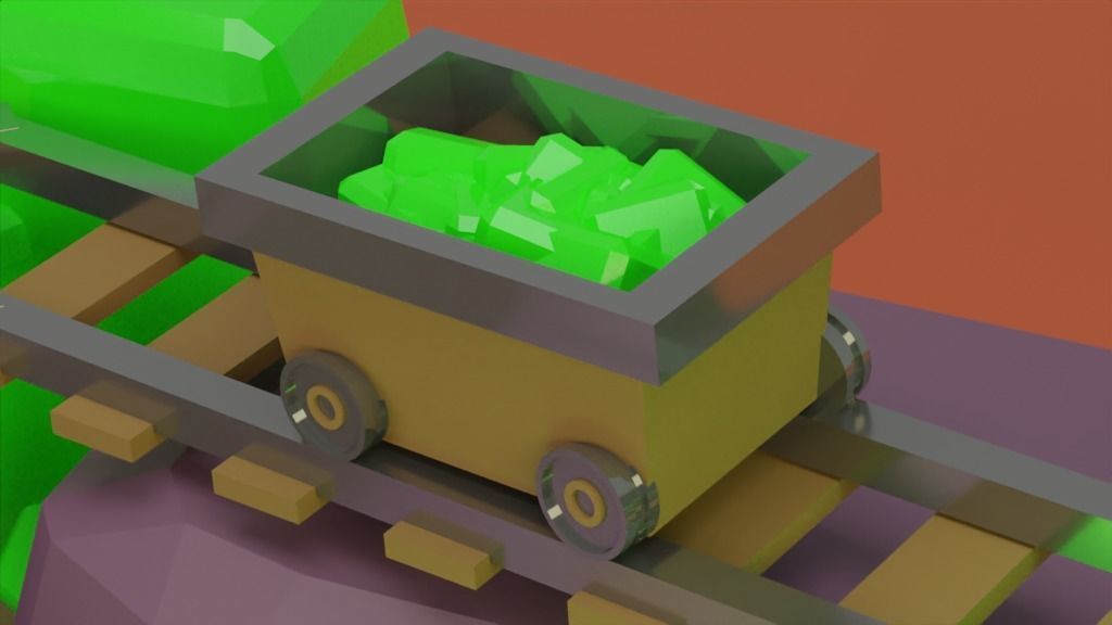 Mineshaft Low Poly 3d model train station with lights free 3D model ...