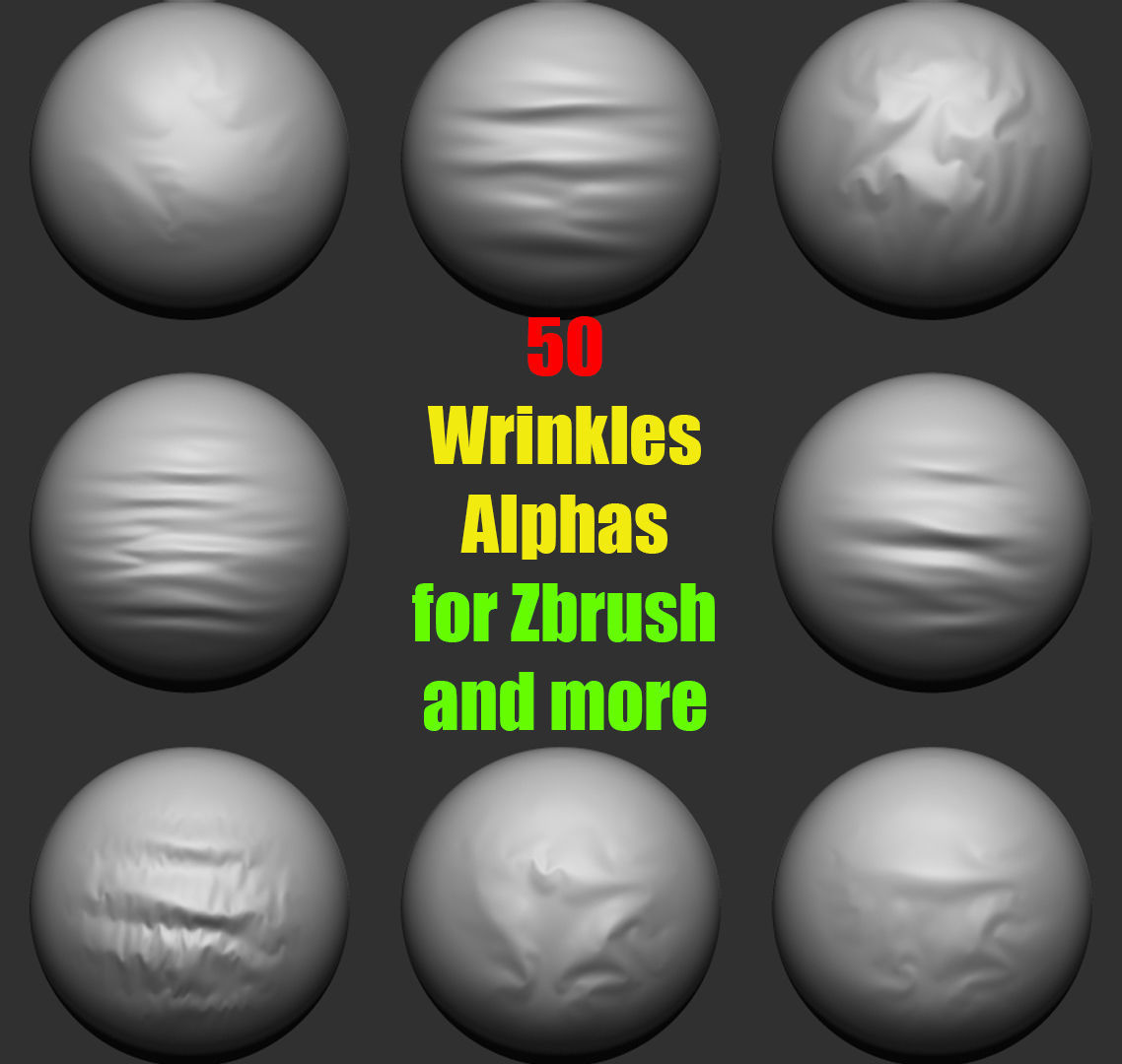 50 Wrinkles Alphas v2 for Zbrush and more 3D model | CGTrader