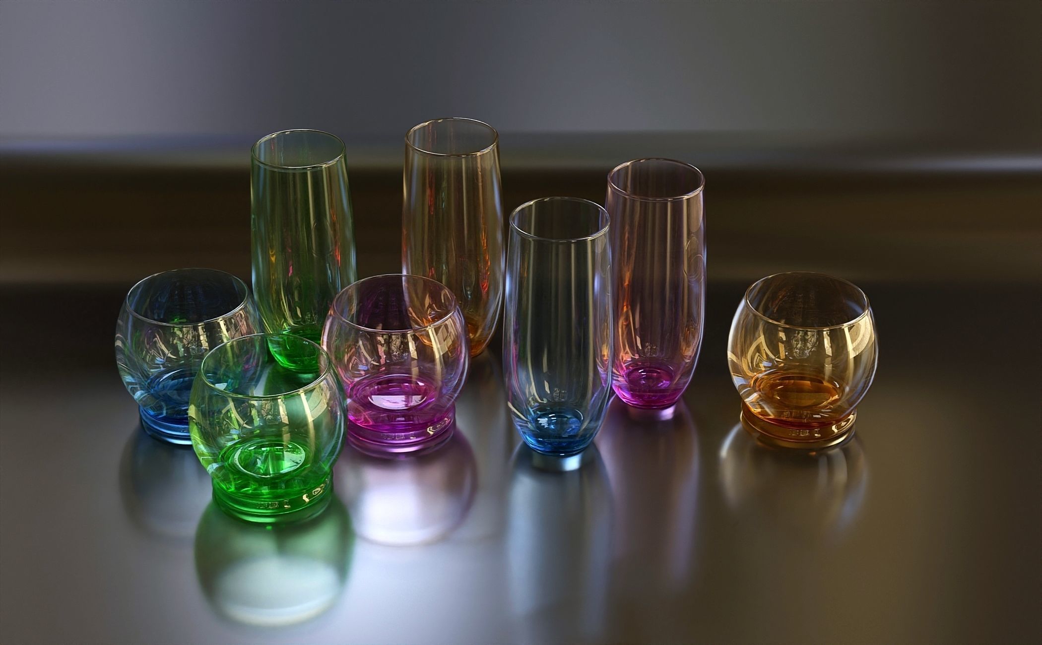 Set of colorful glasses 3D model | CGTrader