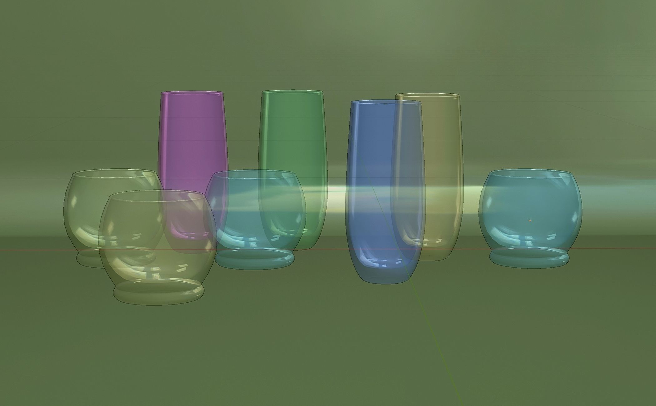 Set of colorful glasses 3D model | CGTrader