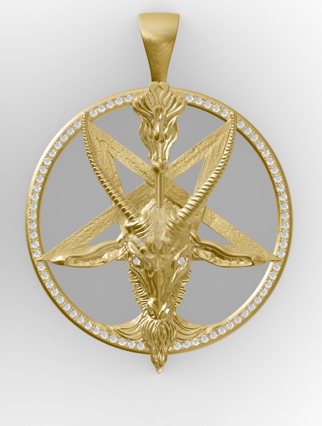 PENTAGRAM BAPHOMET HEAD WITH DIAMOND PRONG SETTING 3D model 3D ...