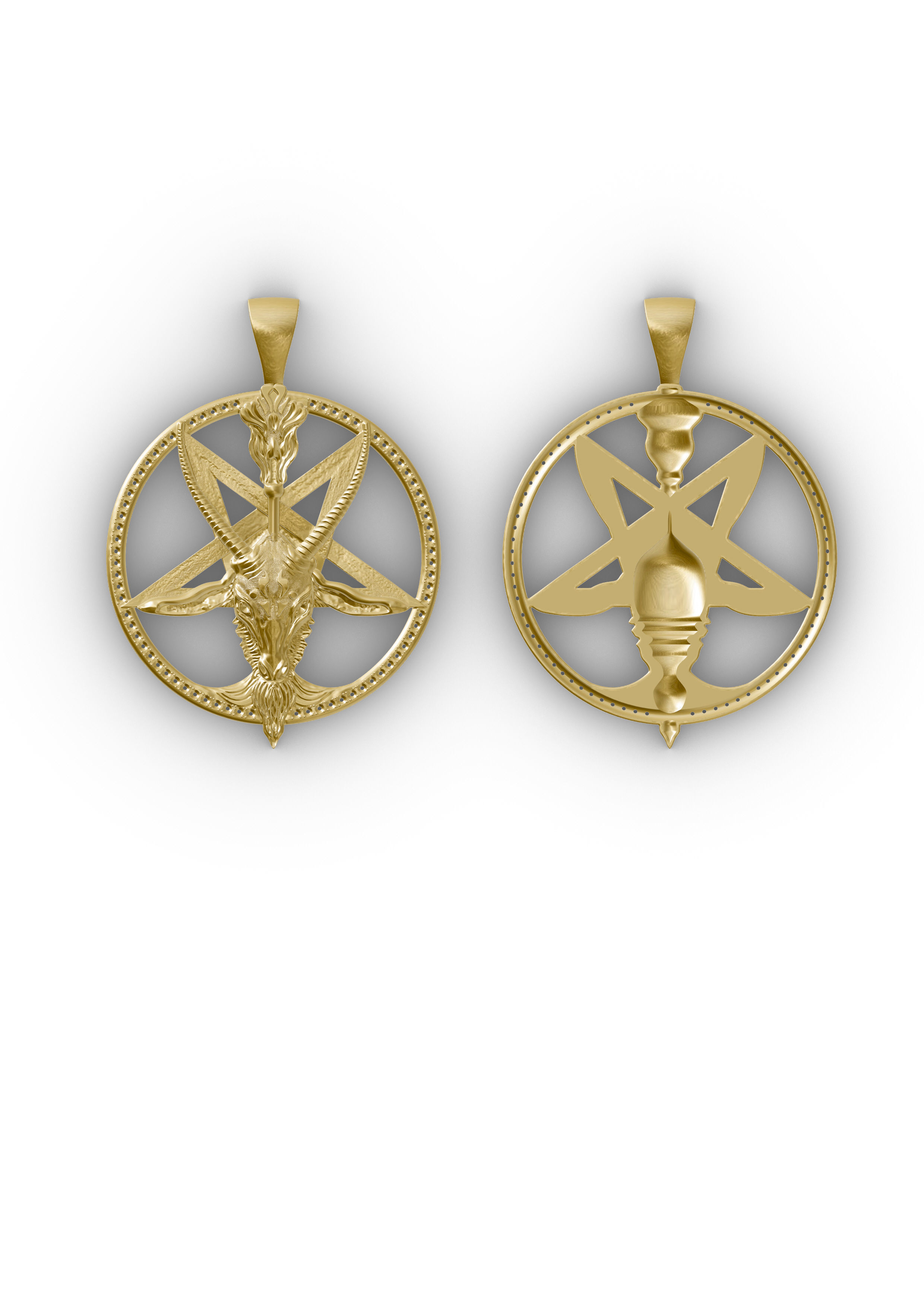 PENTAGRAM BAPHOMET HEAD WITH DIAMOND PRONG SETTING 3D model 3D ...