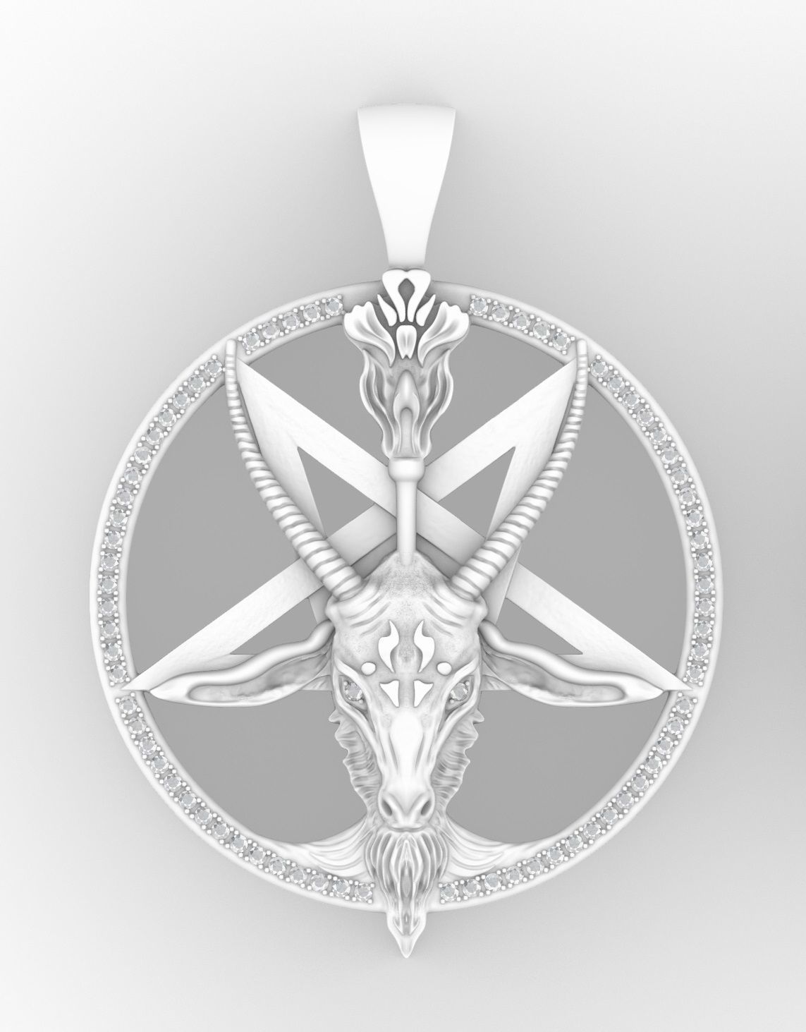 PENTAGRAM BAPHOMET HEAD WITH DIAMOND PRONG SETTING 3D model 3D ...