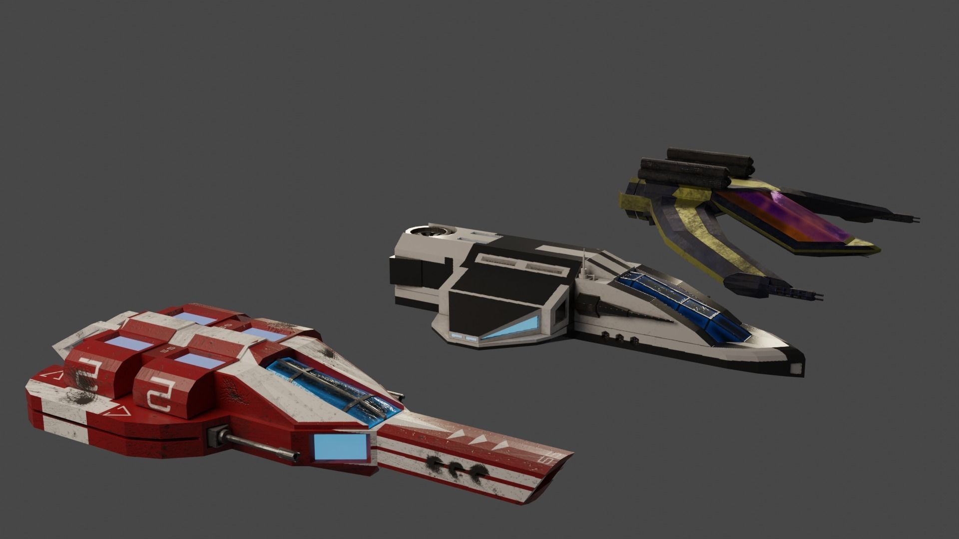 3D model Low Poly Fighter Space Ship VR / AR / low-poly | CGTrader