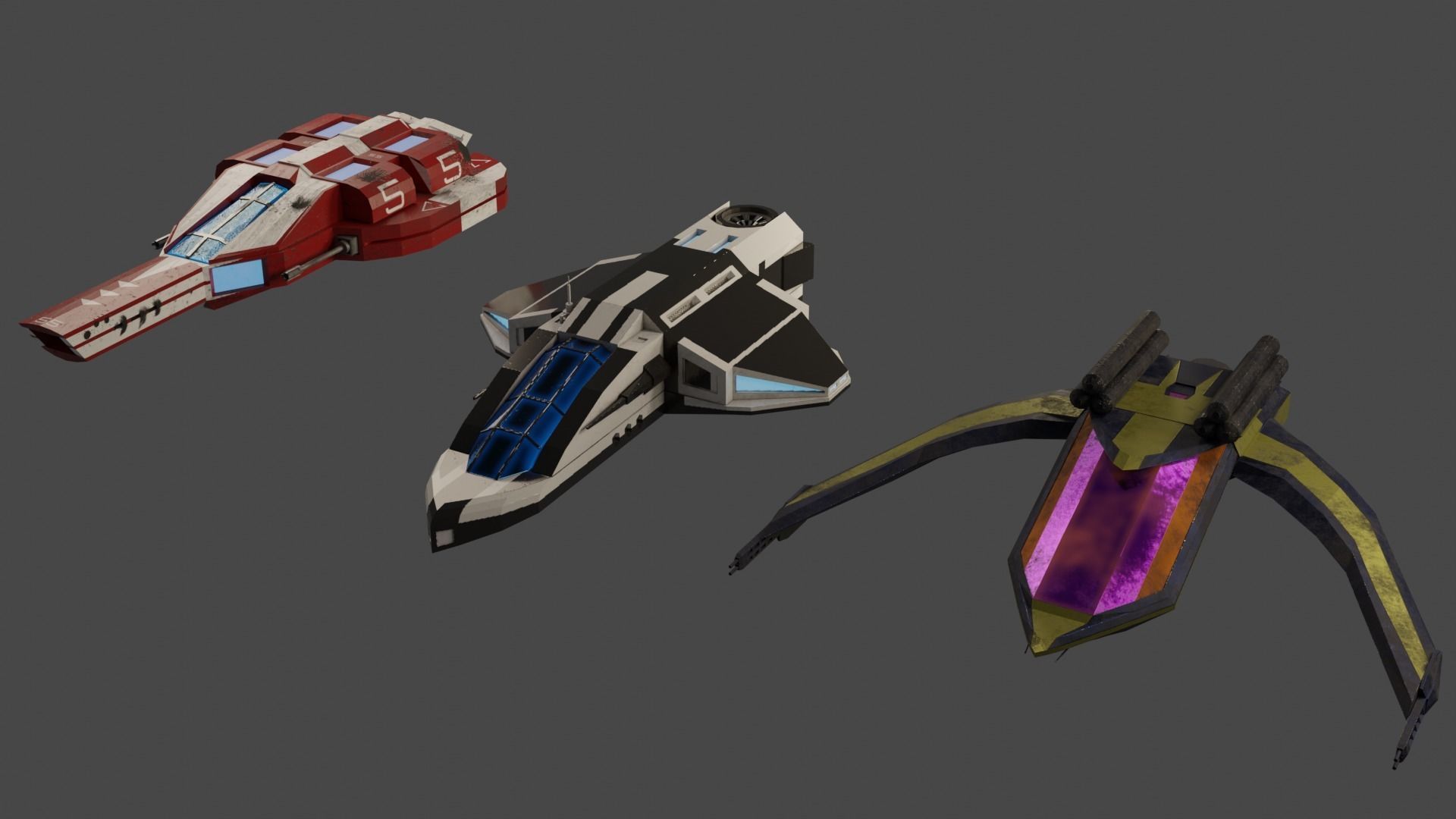 3D model Low Poly Fighter Space Ship VR / AR / low-poly | CGTrader