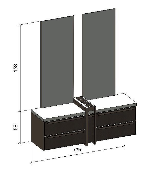 Modern Double Sink Vanity Unit A01 3D model | CGTrader