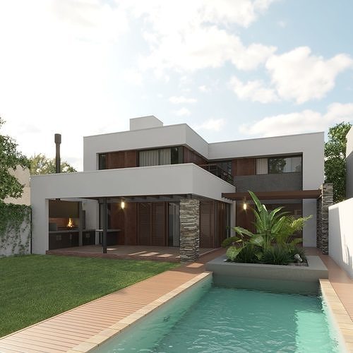 MODERN HOUSE I DAYTIME 3D SCENE 3D model | CGTrader