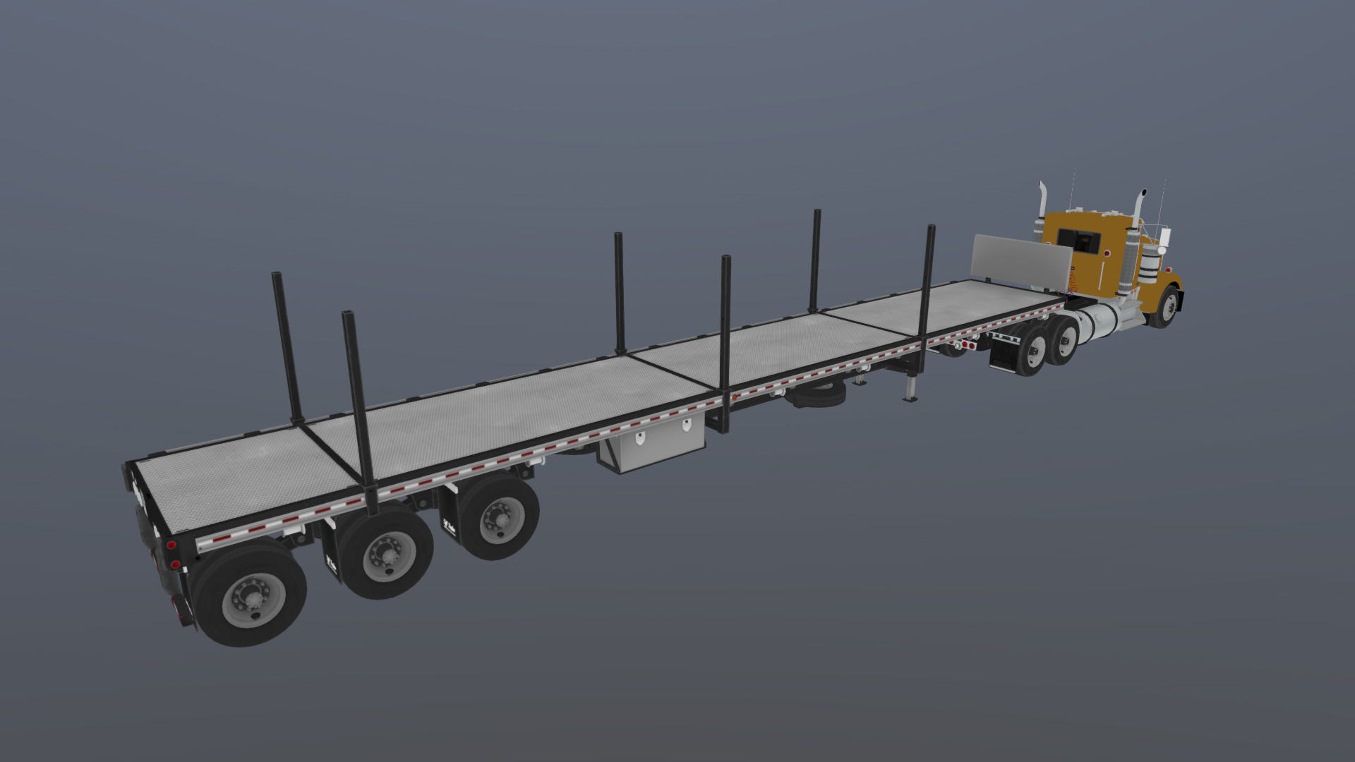 3D model Kenworth W900L flatbed trailer VR / AR / low-poly | CGTrader