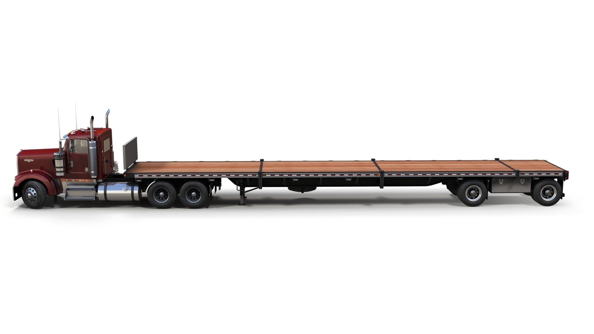 3D model Kenworth W900L flatbed trailer VR / AR / low-poly | CGTrader