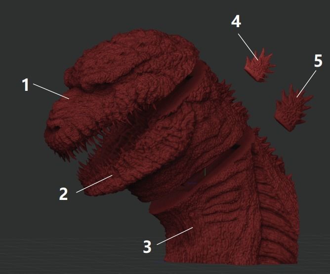 Shin godzilla head sculpture 3D model 3D printable | CGTrader