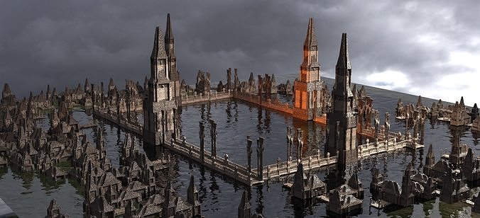 Huge Drake Fort Village Kitbash 3D model | CGTrader