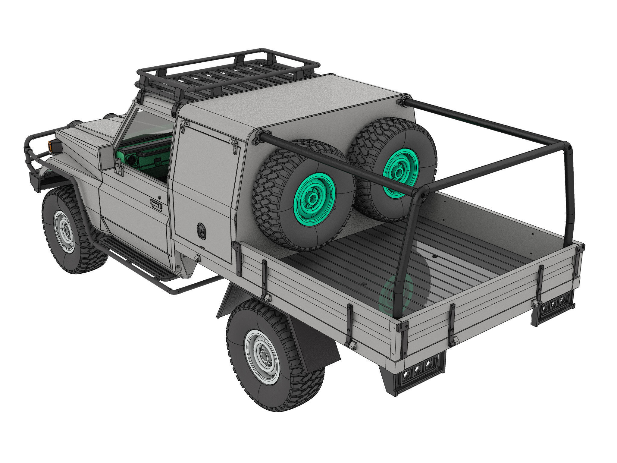 TOYOTA LAND CRUISER LC 75 OFF ROAD RC BODY FOR 1 TO 10 SCALE 3D model ...