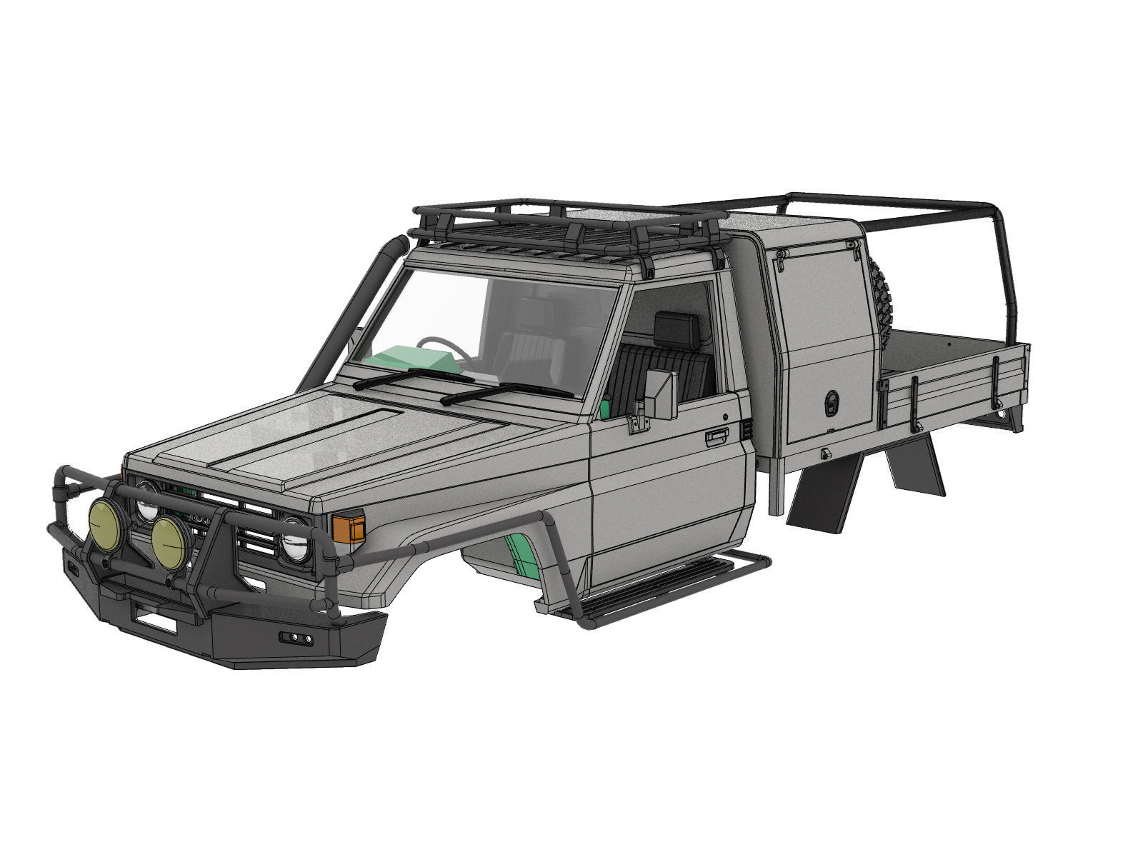 TOYOTA LAND CRUISER LC 75 OFF ROAD RC BODY FOR 1 TO 10 SCALE 3D model ...