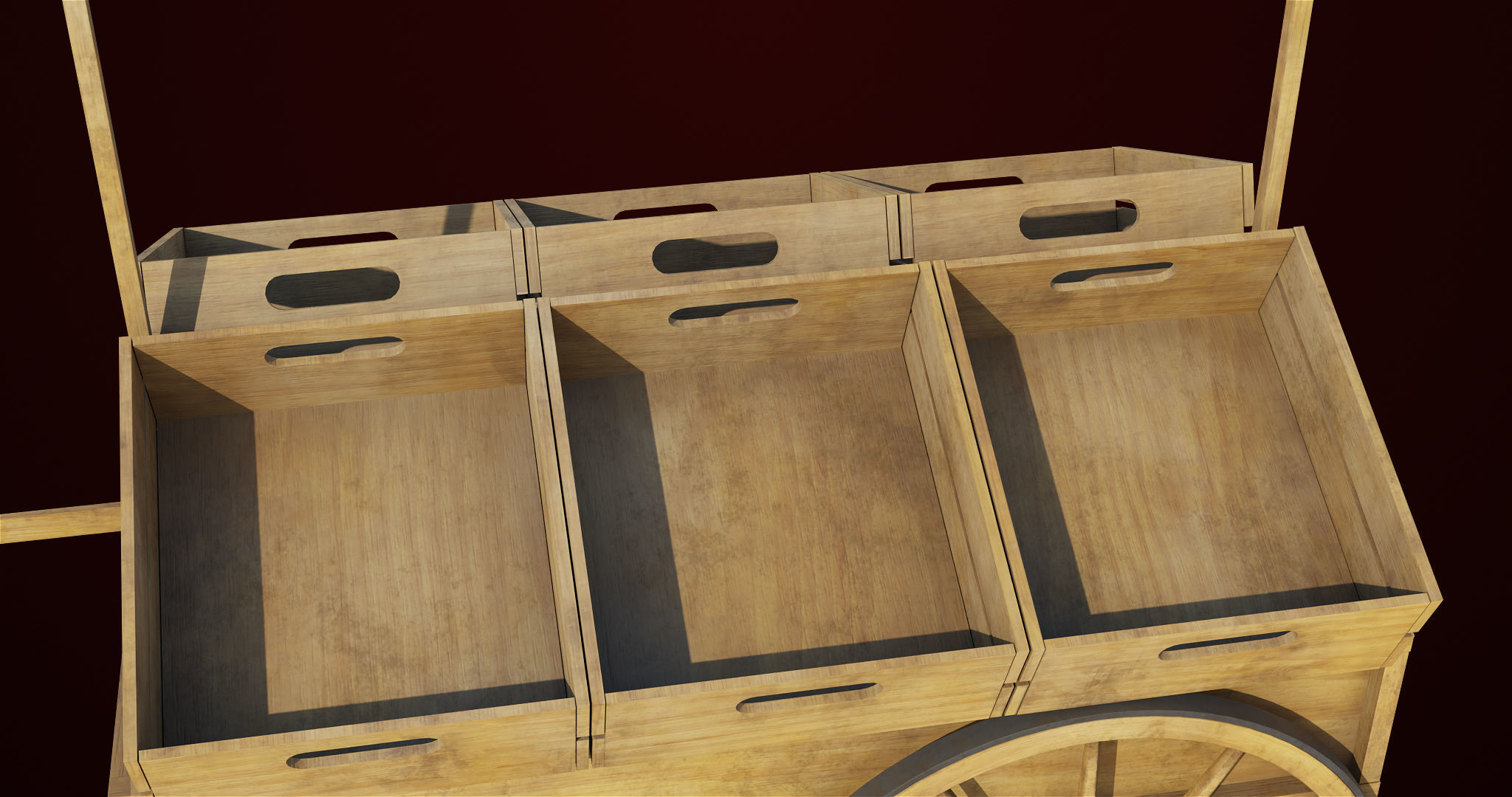 3D model Wooden Wagon Cart07 All PBR Textures Included VR / AR / low ...