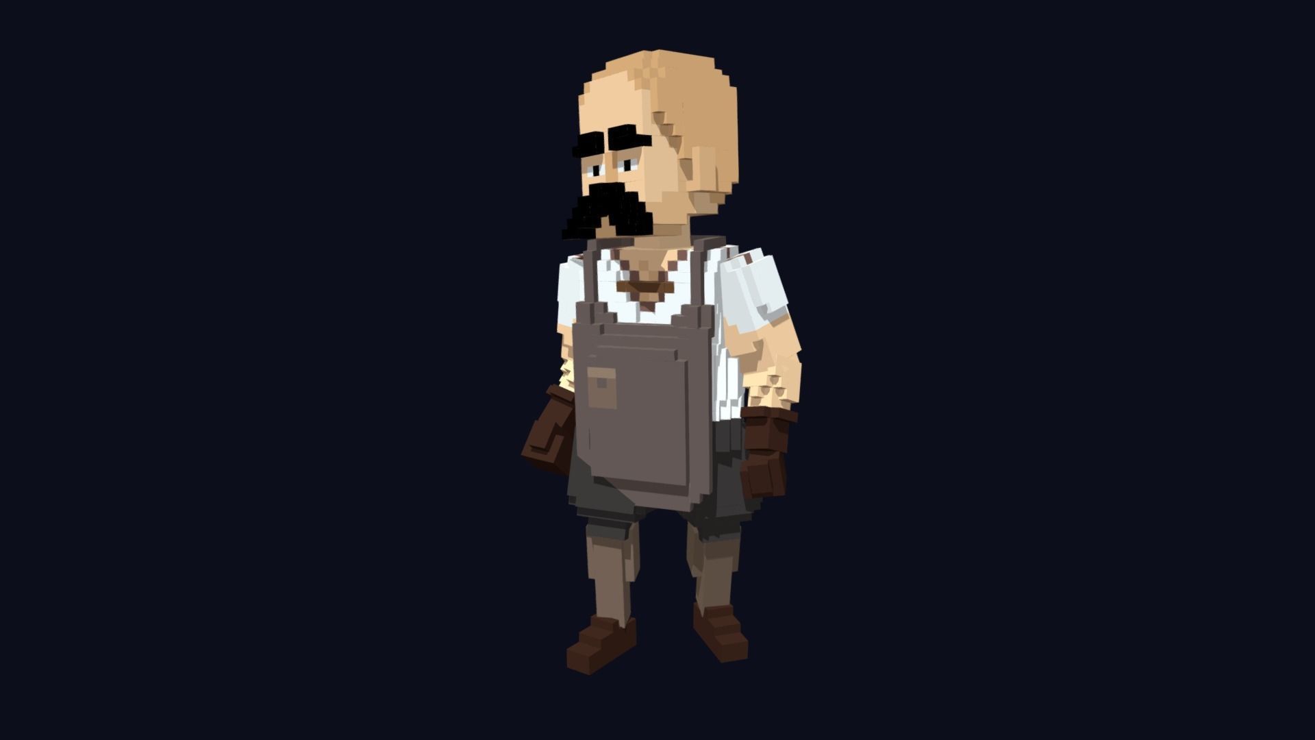 3D model Blacksmith Character - 3D Voxel Low Poly Model VR / AR / low ...