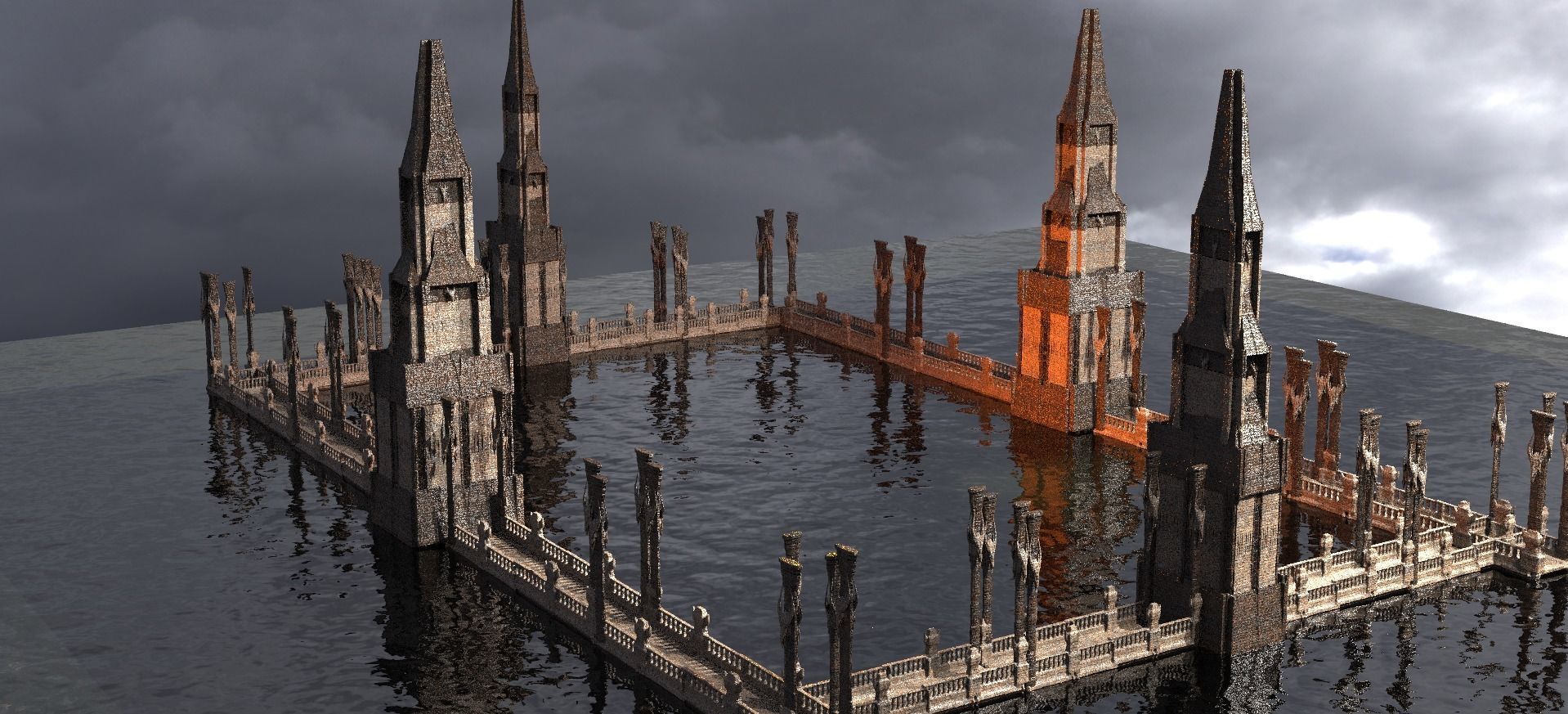 Huge Drake Fort Tower Walls 3D model | CGTrader