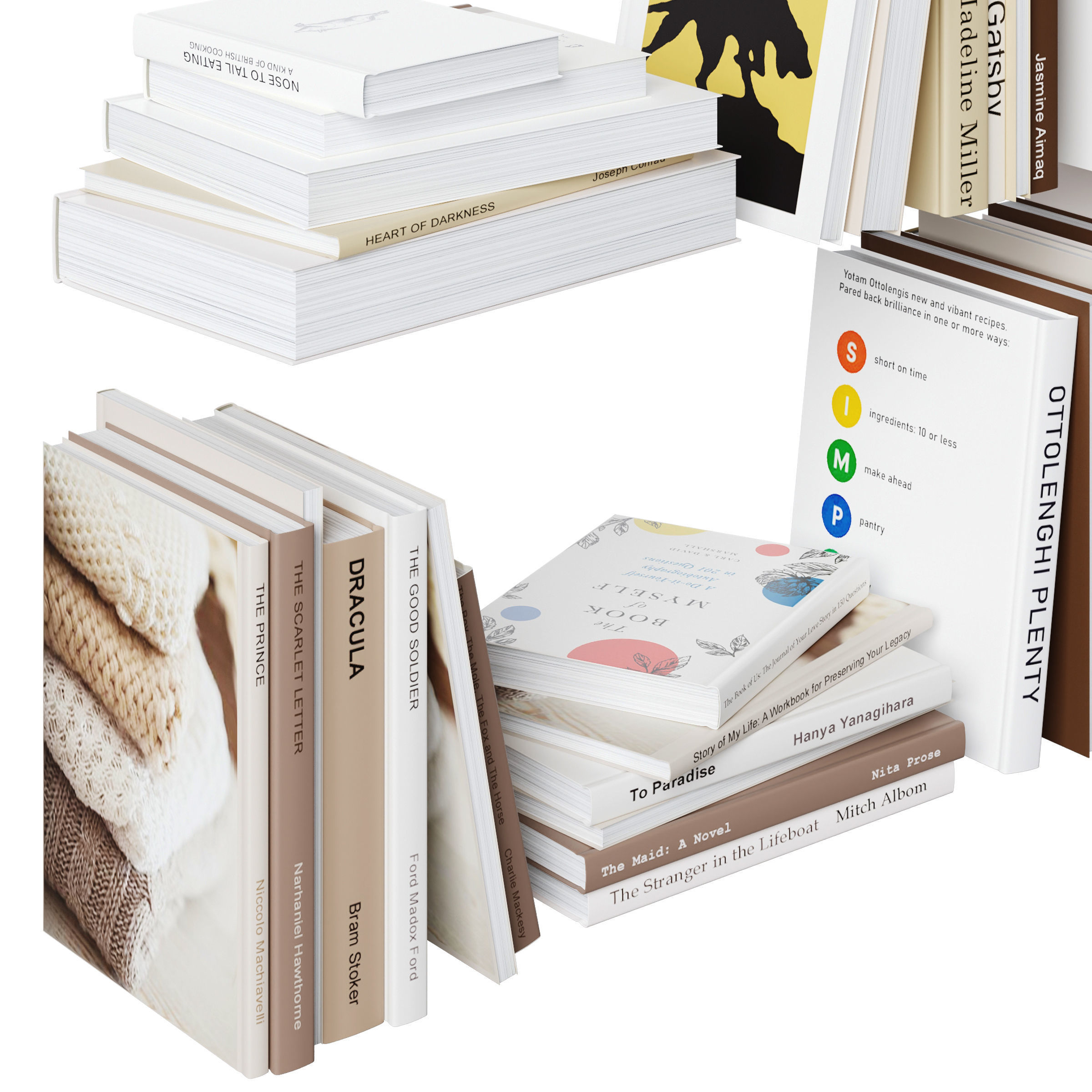 Set of books in beige colors 3D model | CGTrader